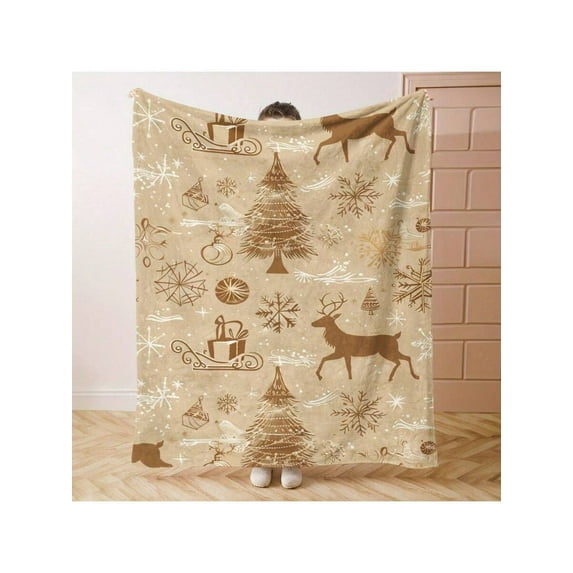 Holiday Flannel Blanket 280g, Red Candy Canes & Mint Rotating Pattern ...