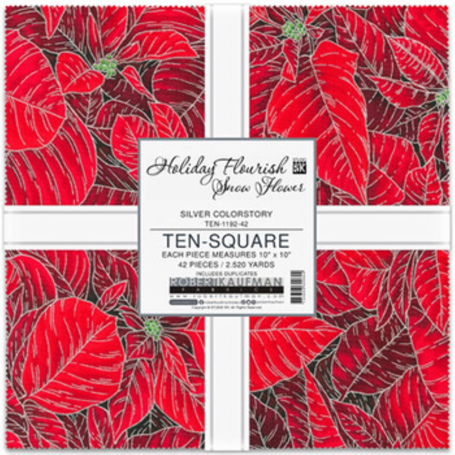 Holiday Flourish Snow Flower Silver 42 10-inch Squares Layer Cake ...