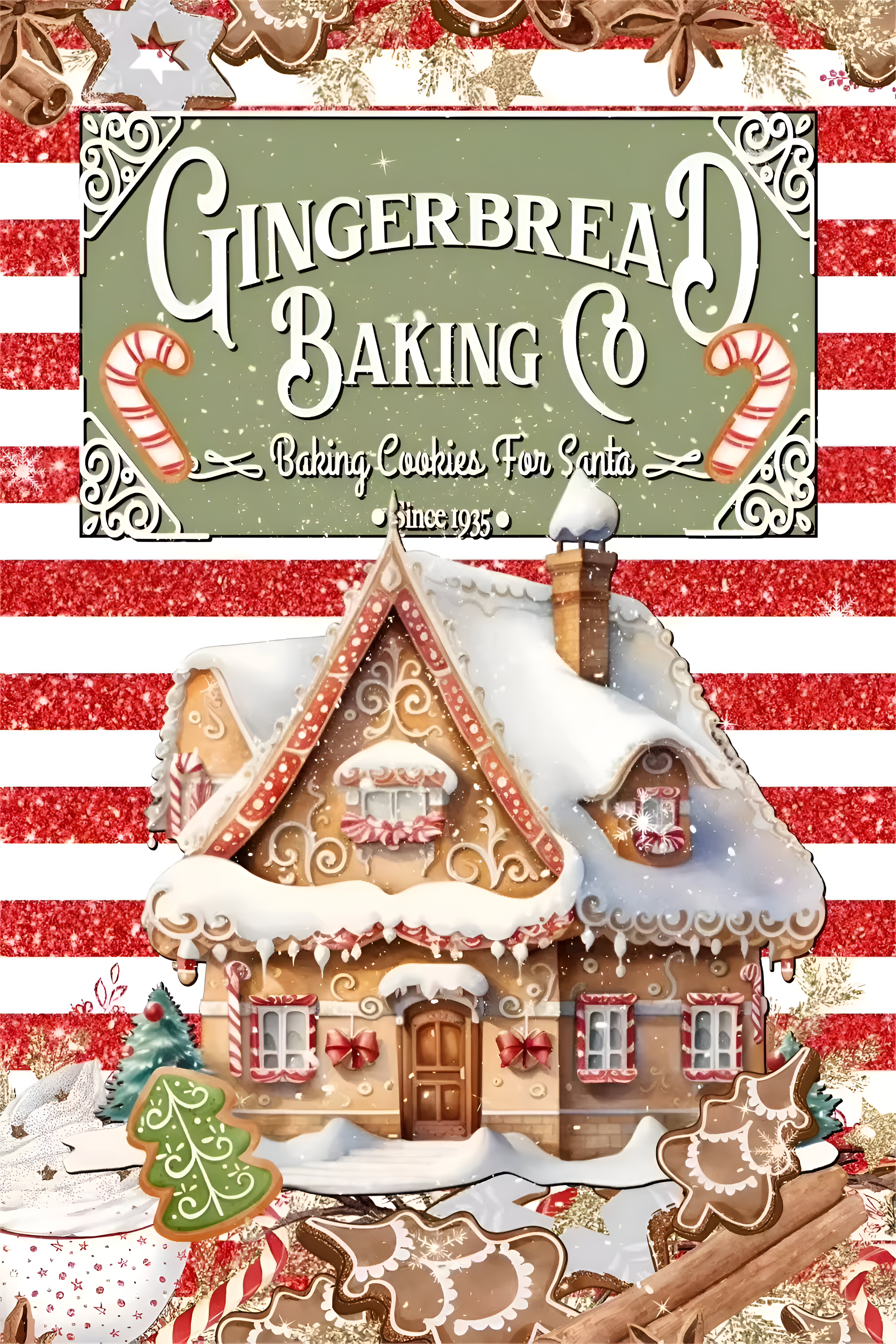 Holiday Food Poster, Gingerbread Cookies Christmas Wall Print, Seasonal ...
