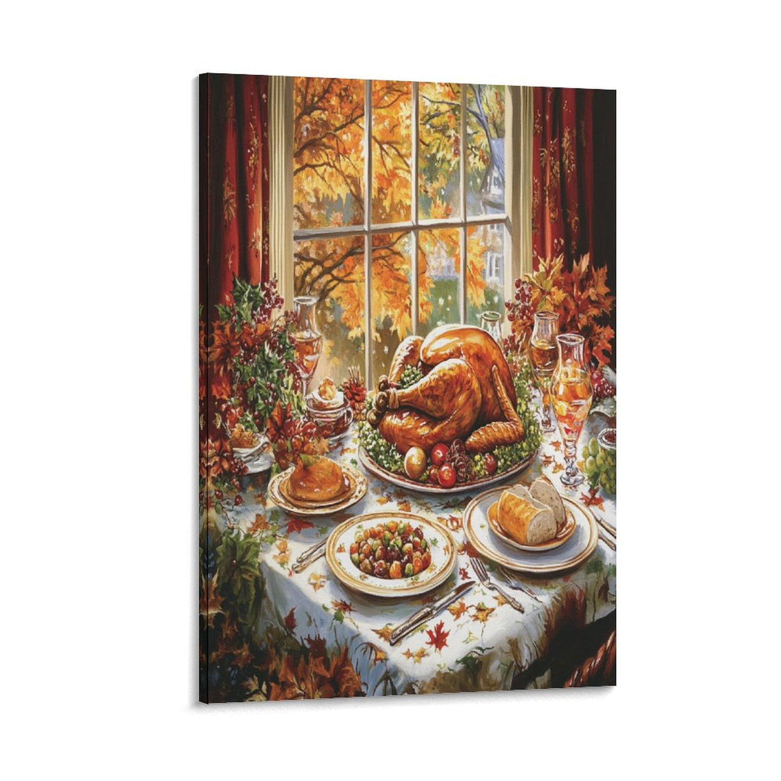 Holiday Food Turkey Thanksgiving Fall Artwork Wall Art For Kitchen ...