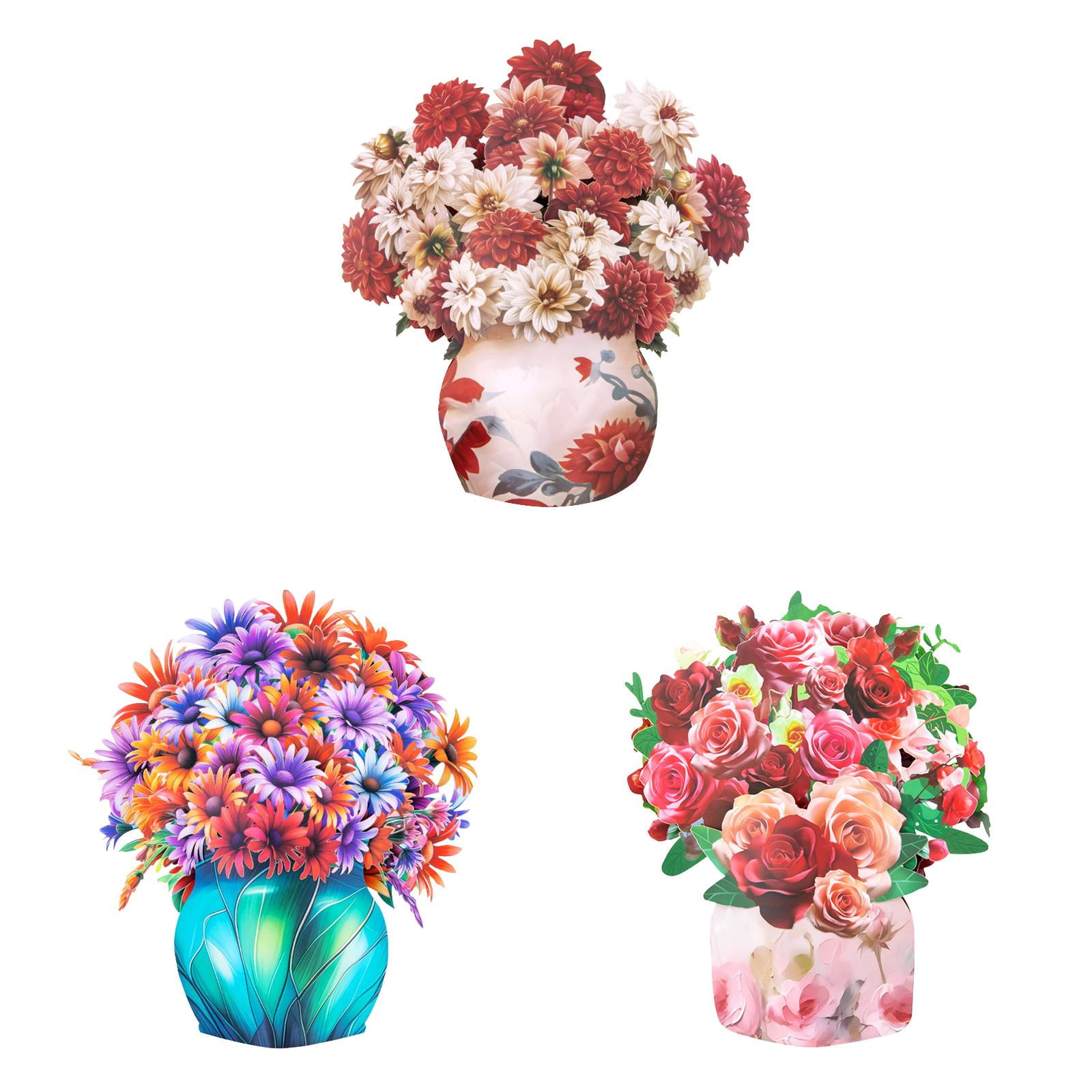 Holiday Freshcut Paper Pop Up Cards, 3D Paper Flower Bouquet Greeting ...