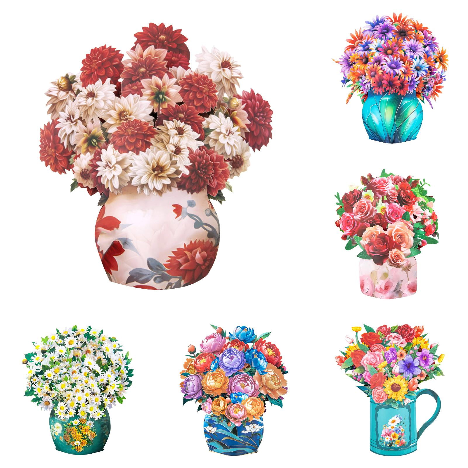 Holiday Freshcut Paper Pop Up Cards, 3D Paper Flower Bouquet Greeting ...