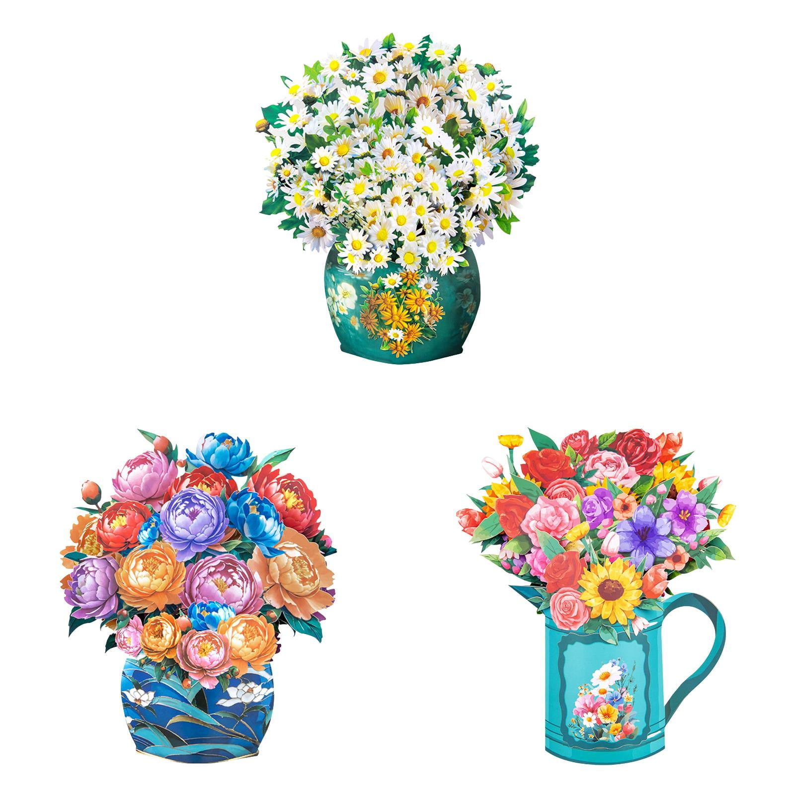 Holiday Freshcut Paper Pop Up Cards, 3D Paper Flower Bouquet Greeting ...