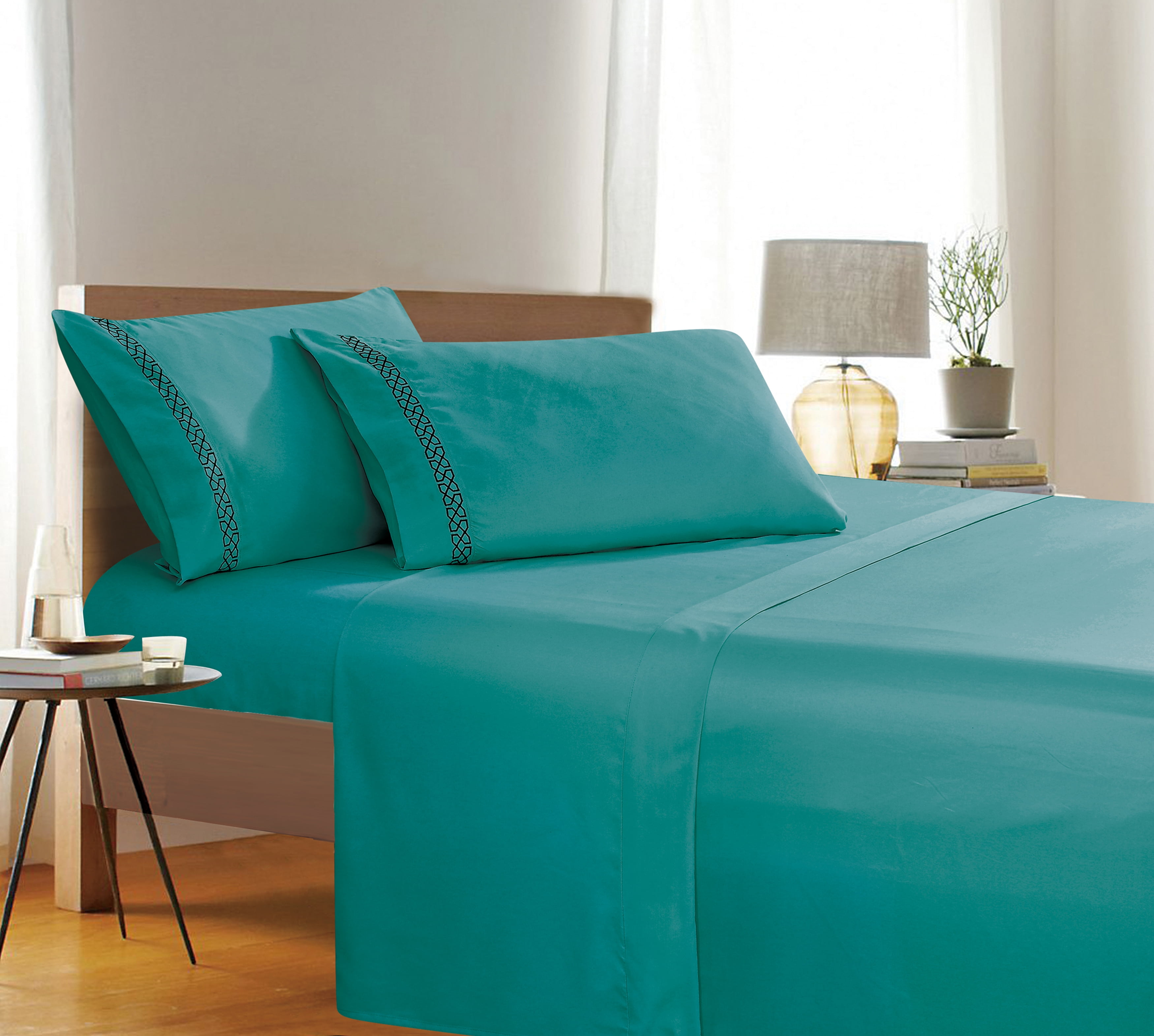 Holiday Gift 4 PC Sheet set Bedding Set Queen Turquoise - Walmart.com