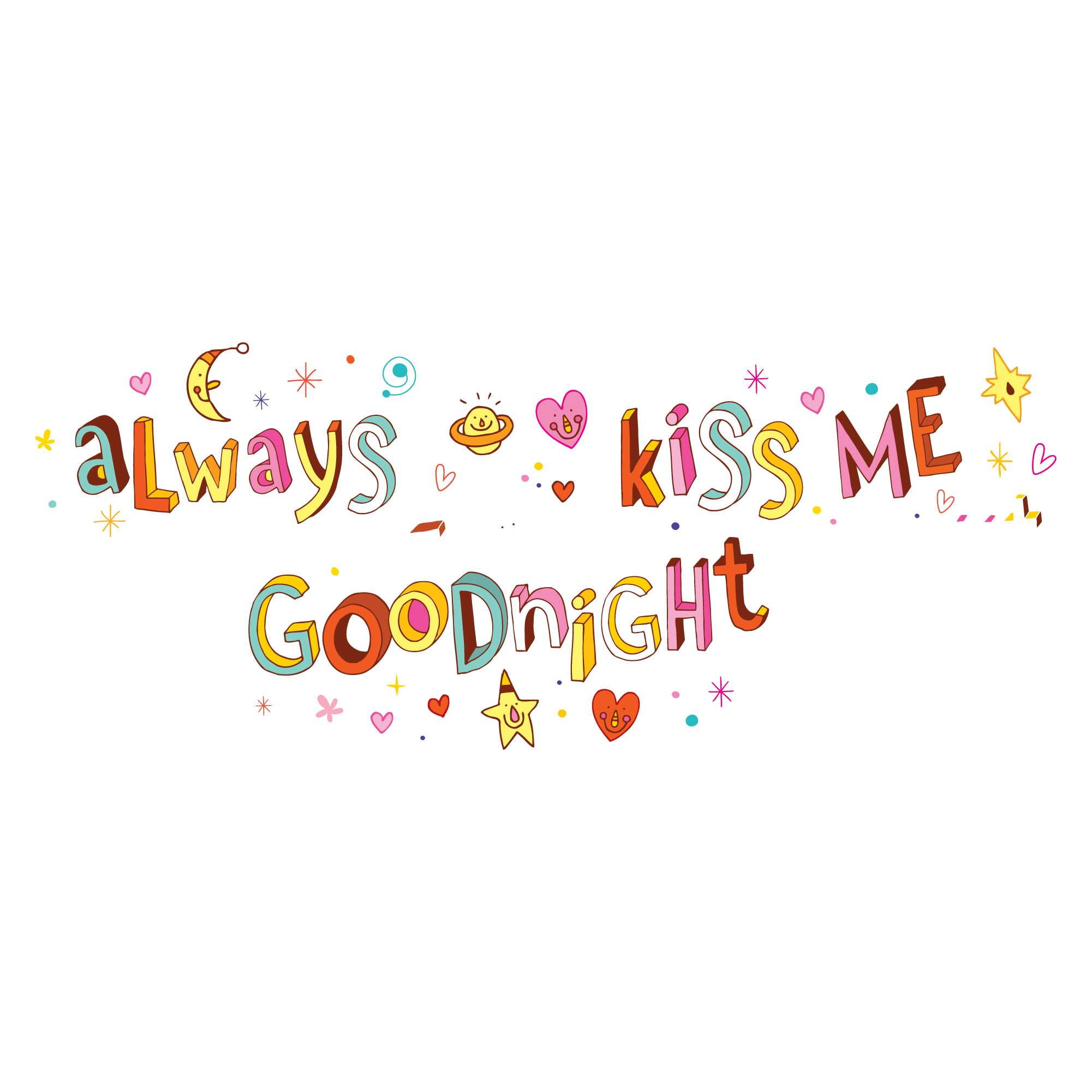 Holiday Gift Children Always kiss me Goodnight Cute Family Wall Decal ...