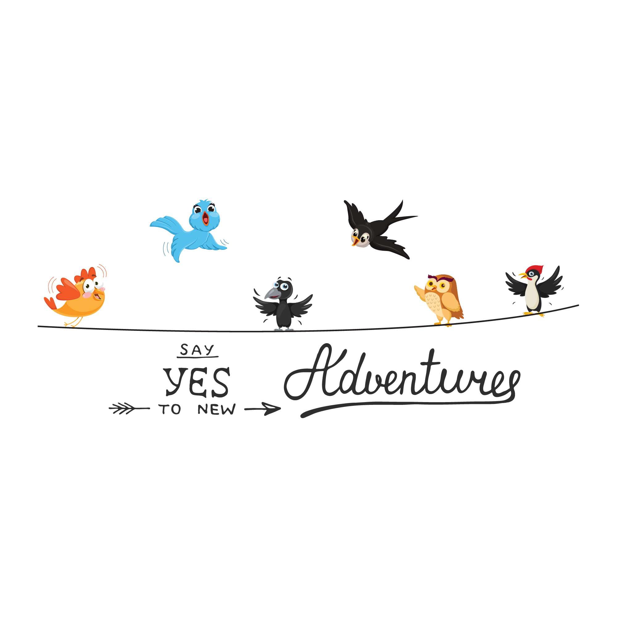Holiday Gift Children Say Yes to New Adventures Beautiful Cartoon Wall ...