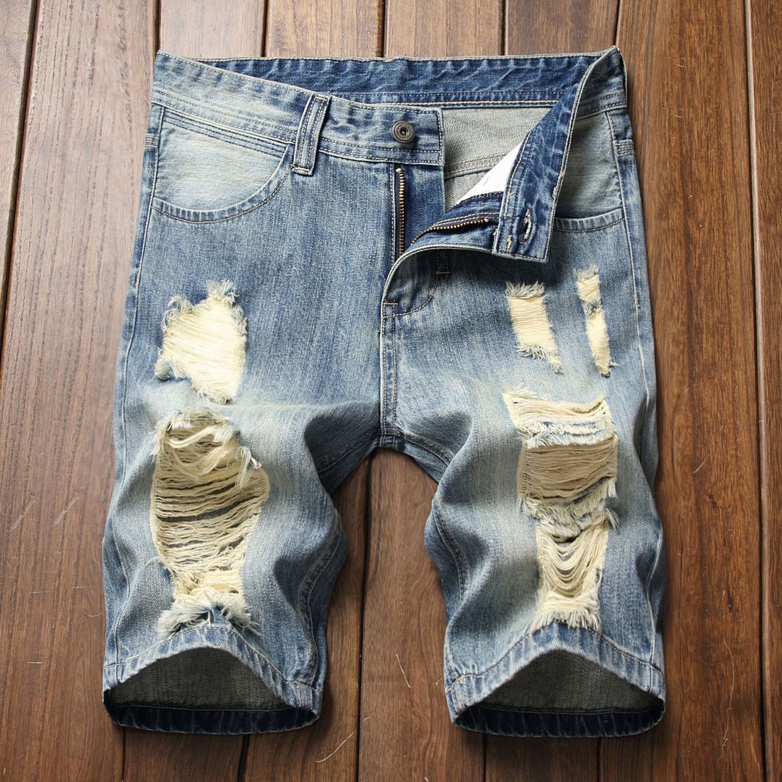 Holiday Gift Finder Ndbuld Men's Ripped Jean Shorts Casual Distressed ...