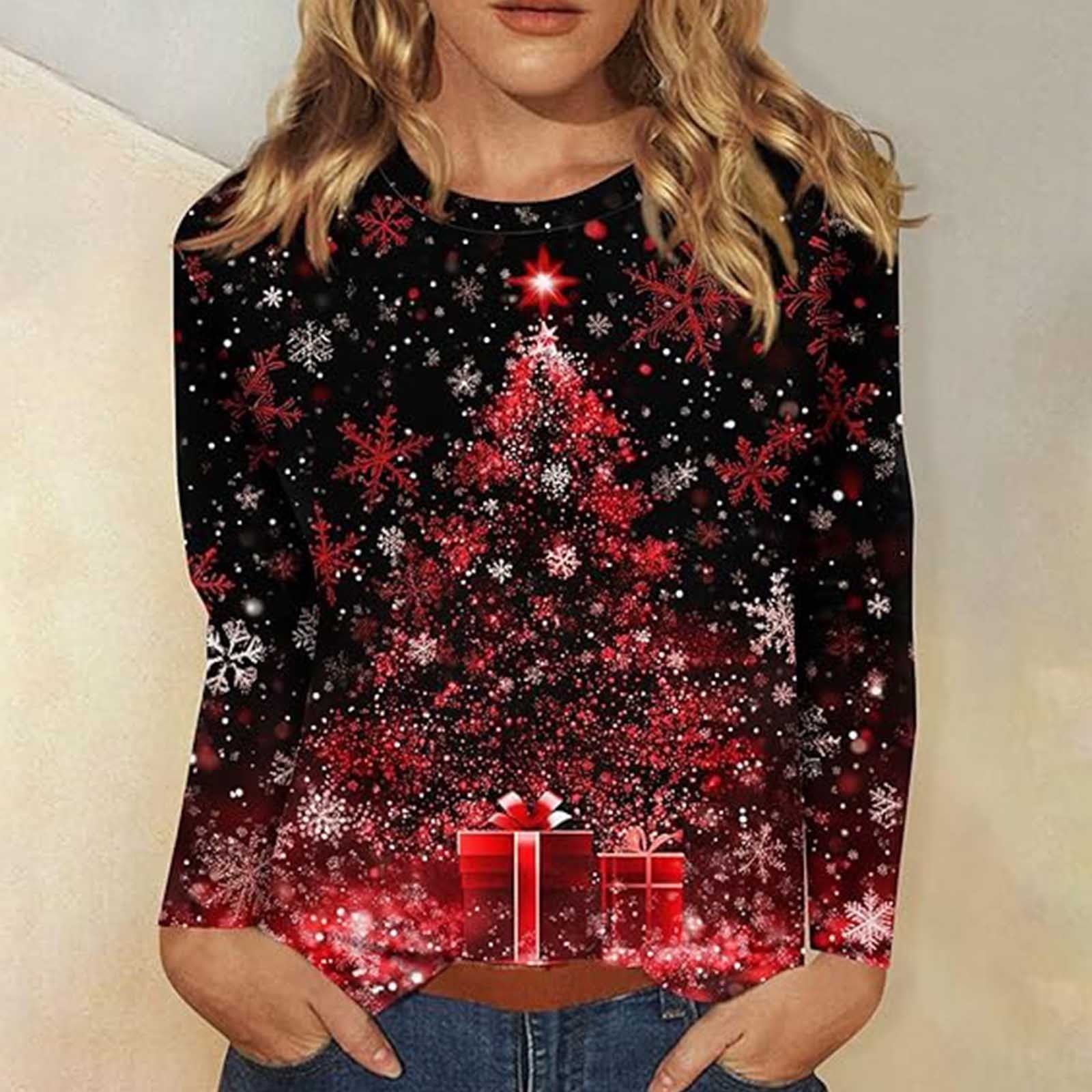 Holiday Gifts! Titcea Christmas Tops for Women 2024 Long Sleeve ...