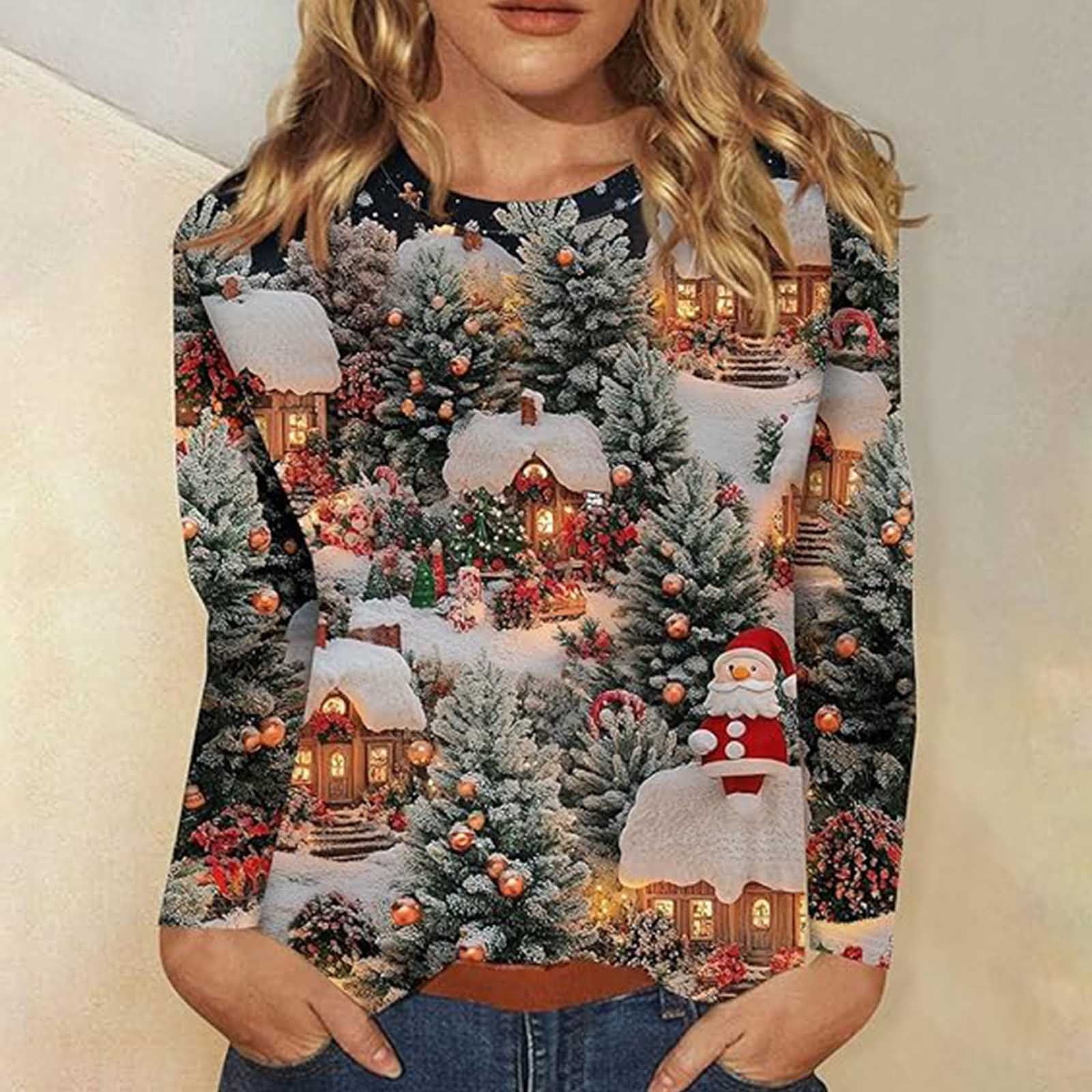 Holiday Gifts! Titcea Christmas Tops for Women 2024 Long Sleeve ...