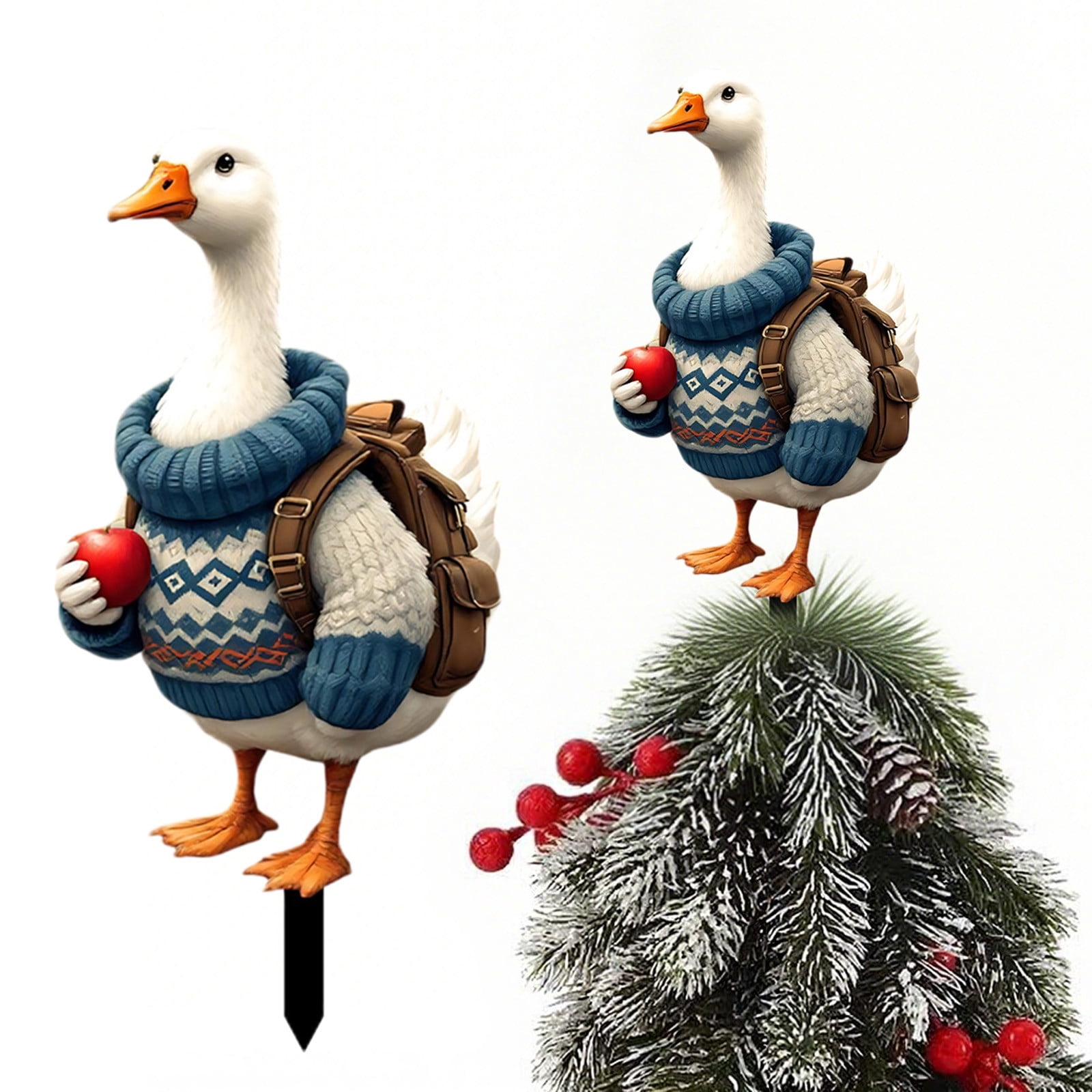 Holiday Goose Yard Stake Decoration, Plastic Goose with Pumpkin for ...