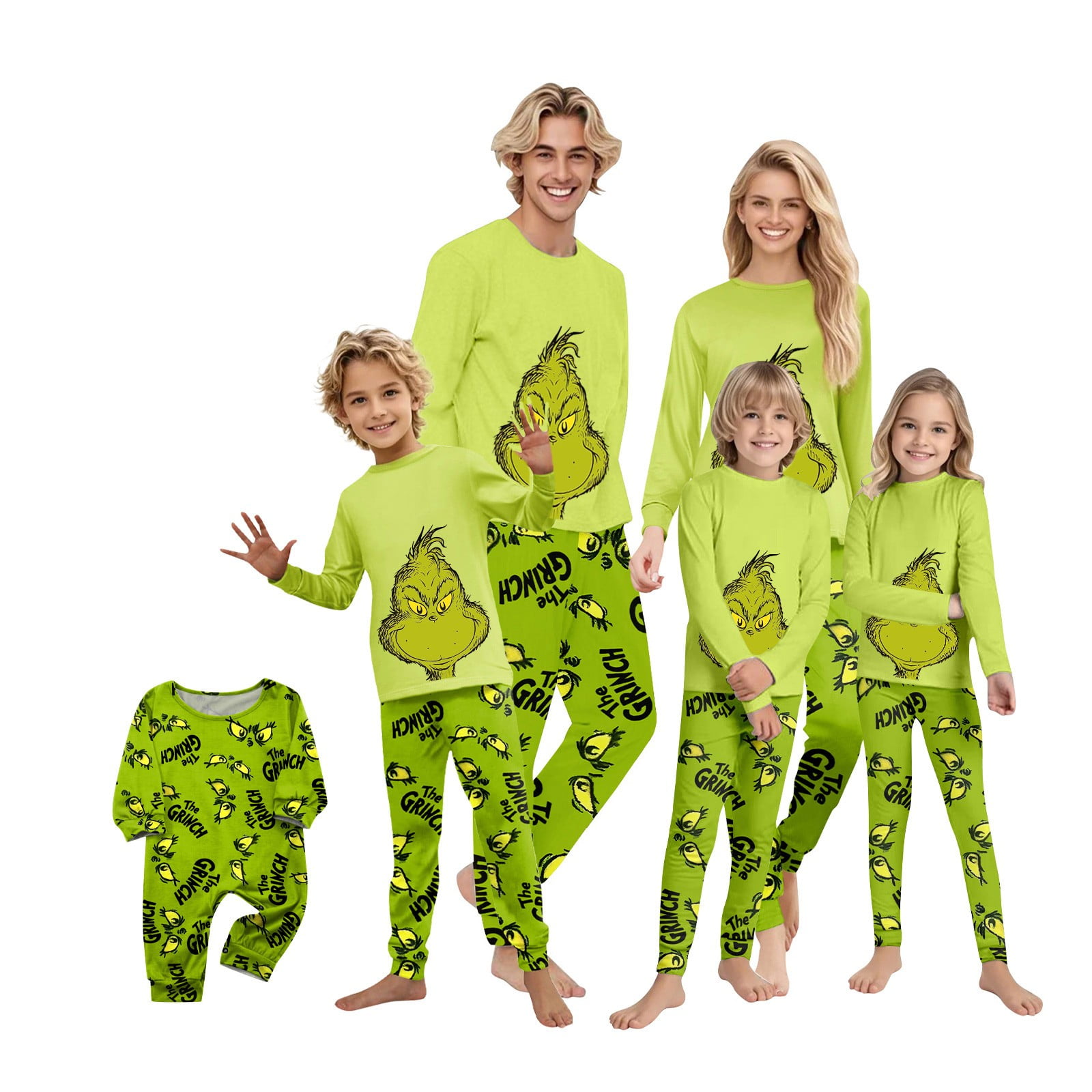 Holiday Green Matching Family Pajamas Set, 2-Piece (Kids, 2 Years ...