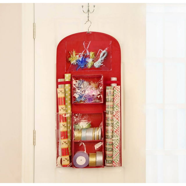 Holiday Hanging Gift Wrap Organizer, Suspends From Any Closet Rod or ...