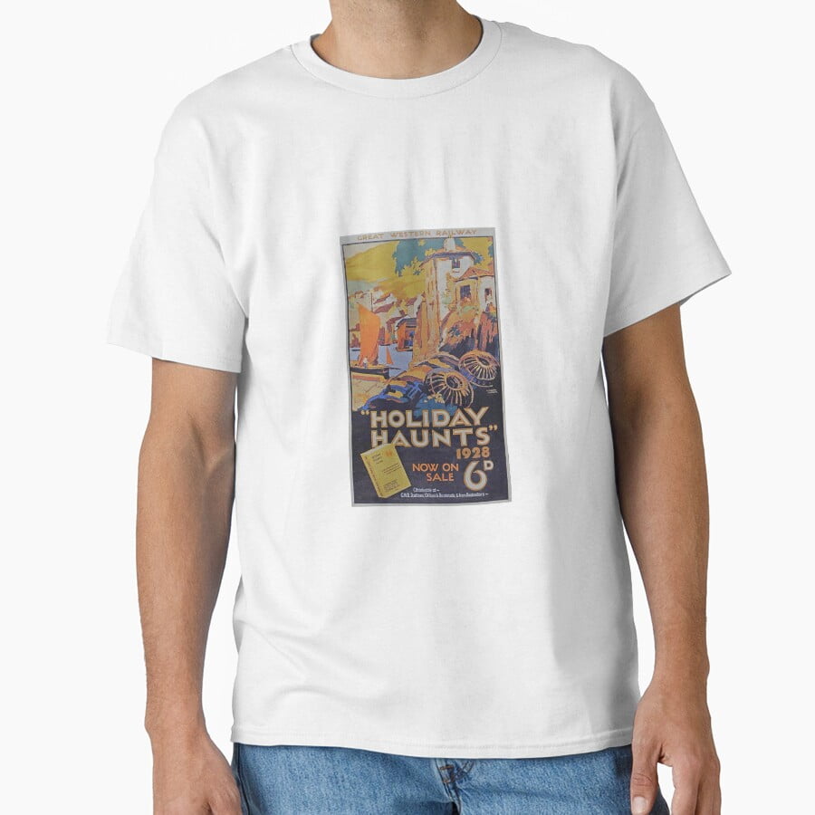 Holiday Haunts Vintage Train Travel Advert Holiday Graphic Art Unisex T ...