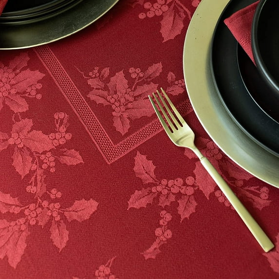 Holiday Heavyweight Engineered Jacquard Fabric Table Cloth, Holiday ...