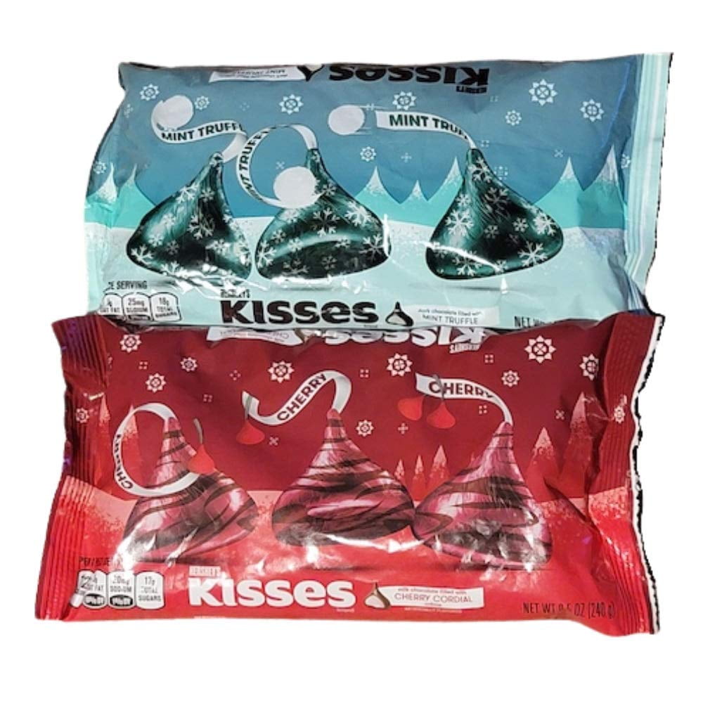 Holiday Hershey Kisses Dark Chocolate Mint Truffle And Cherry Cordial Bundle Pack Of 2