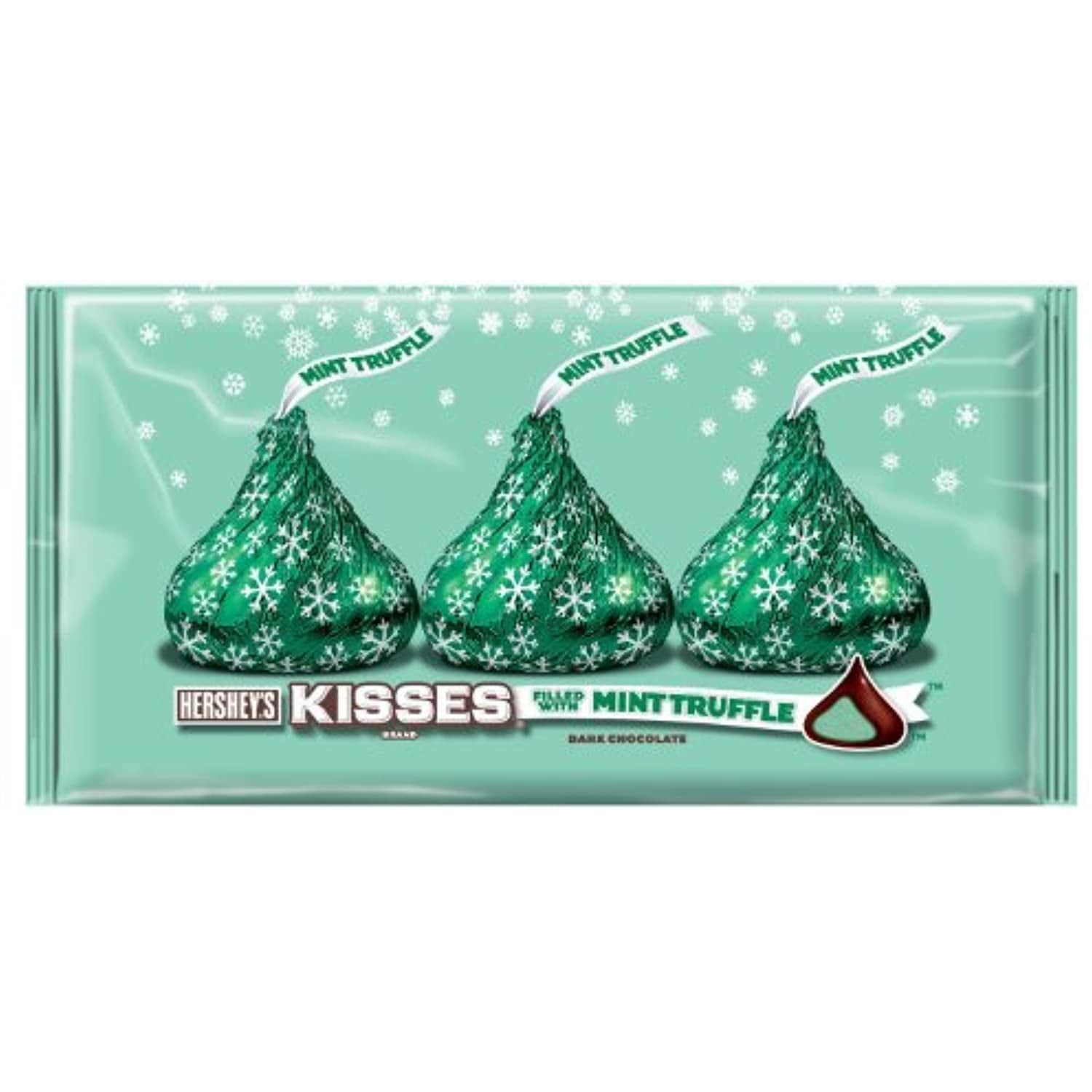 Holiday Hersheys Kisses Dark Chocolate With Mint Truffle 8 Ounce Bag Pack Of 2