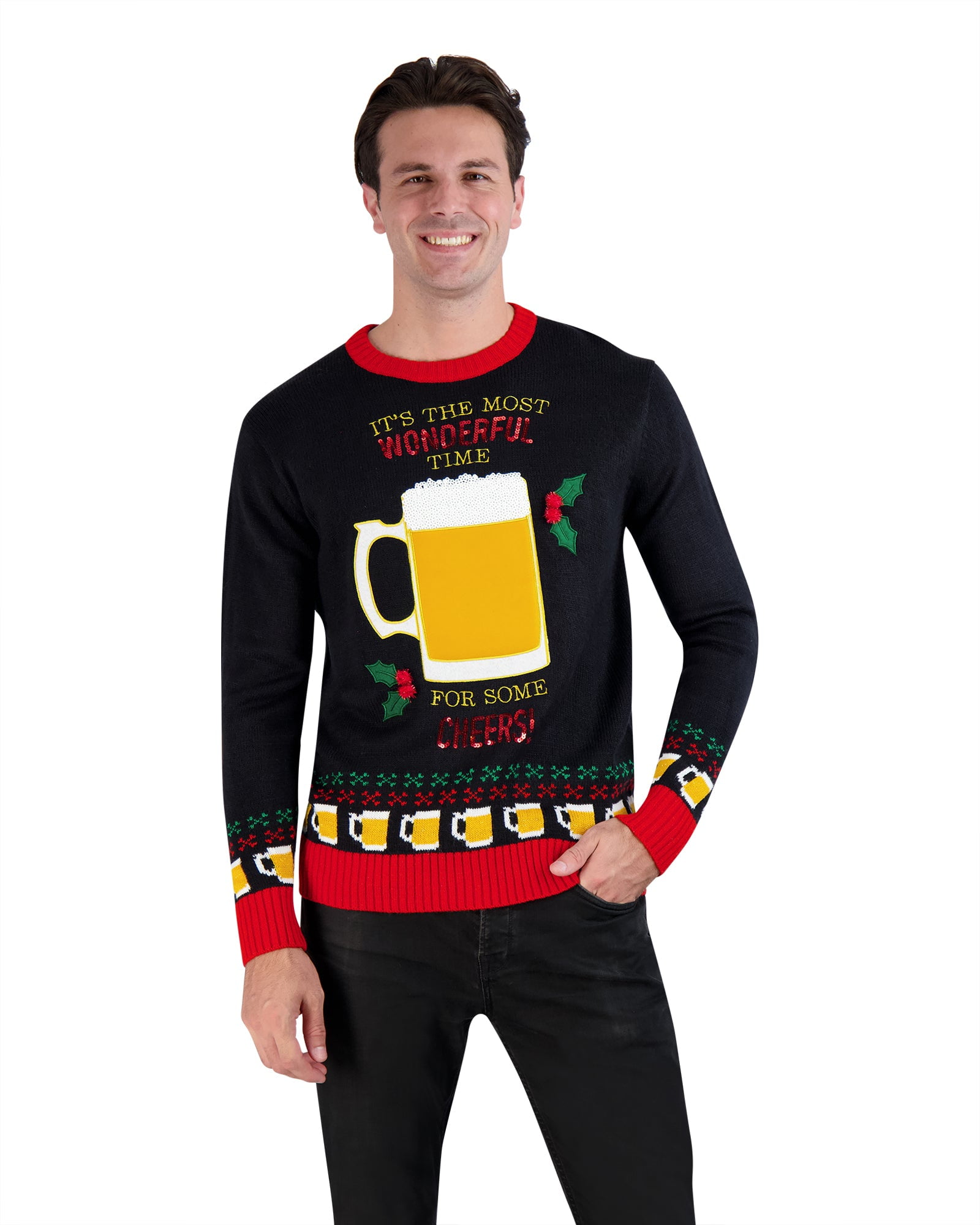 Holiday Hype Men's Festive Ugly Christmas Holiday Party Pull Over ...
