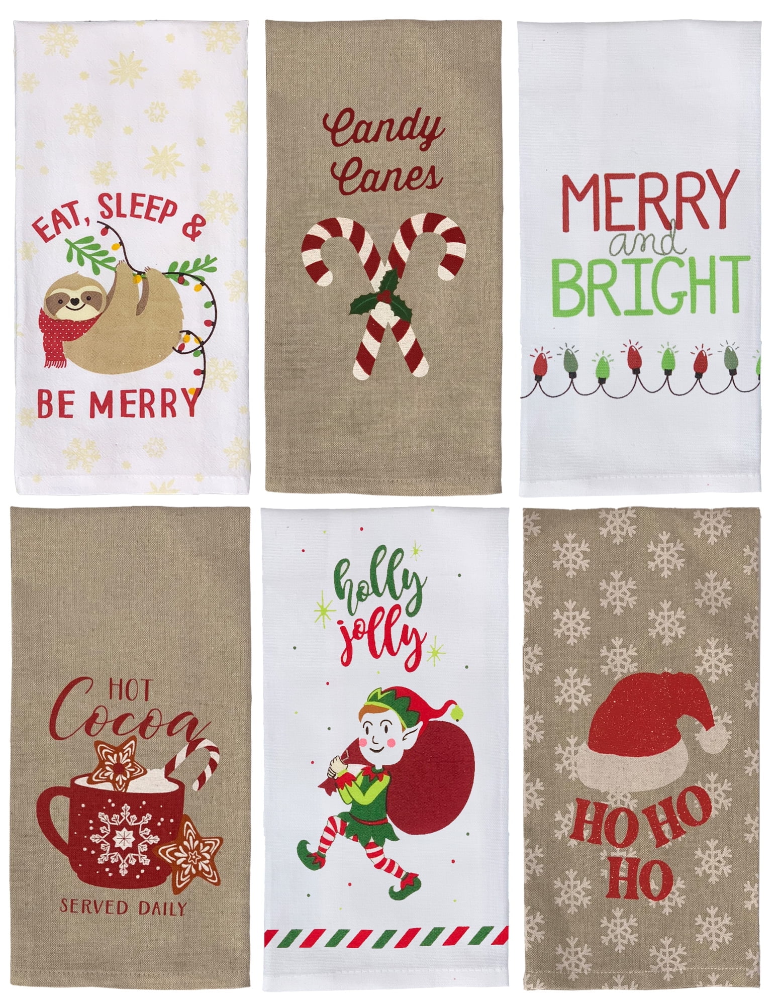 Christmas Kitchen Towels Xmas Decor Elf Candy Canes Holiday Decoration ...