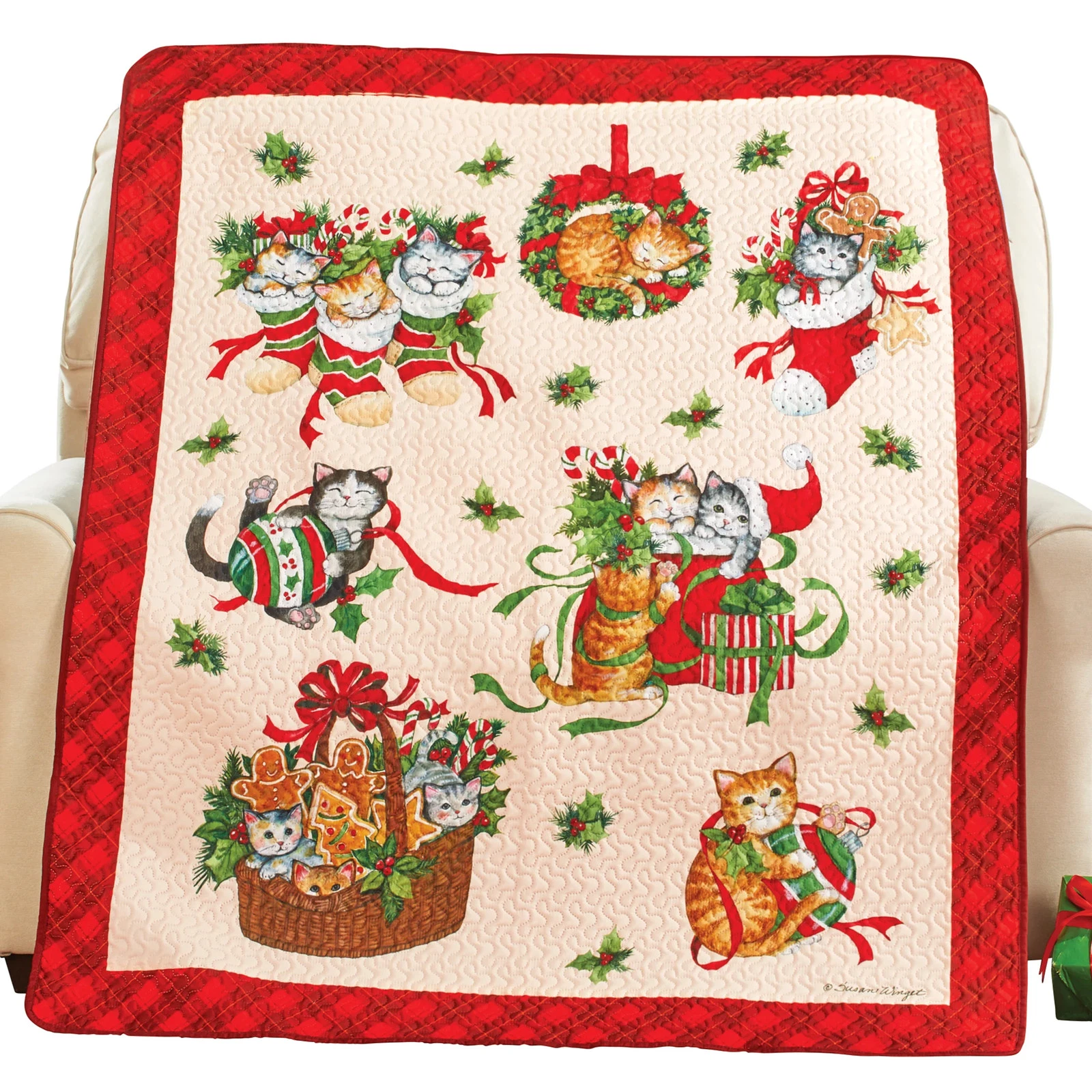 Holiday Kittens Collage Quilted Throw Blanket - Walmart.com