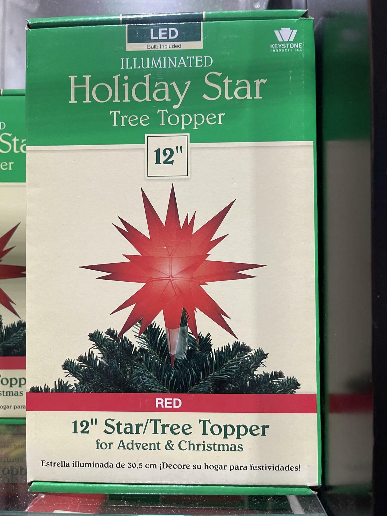 Holiday LED Advent and Christmas Tree Topper - Red Star, 12" - Walmart.com