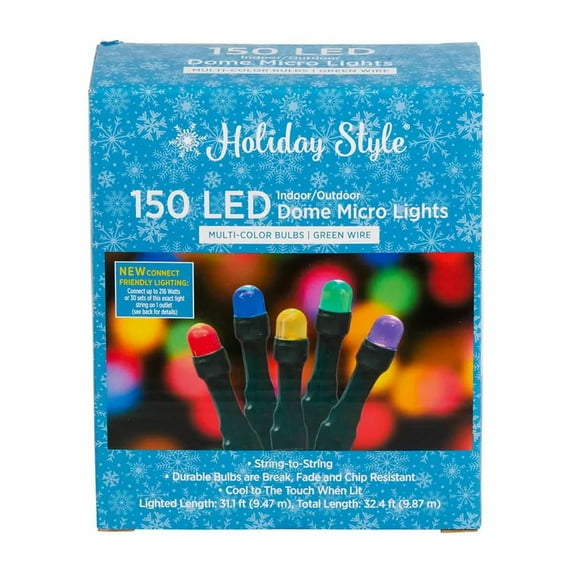 Holiday LED Dome Micro Lights, 150 ct - Assorted Indoor/Outdoor Green ...