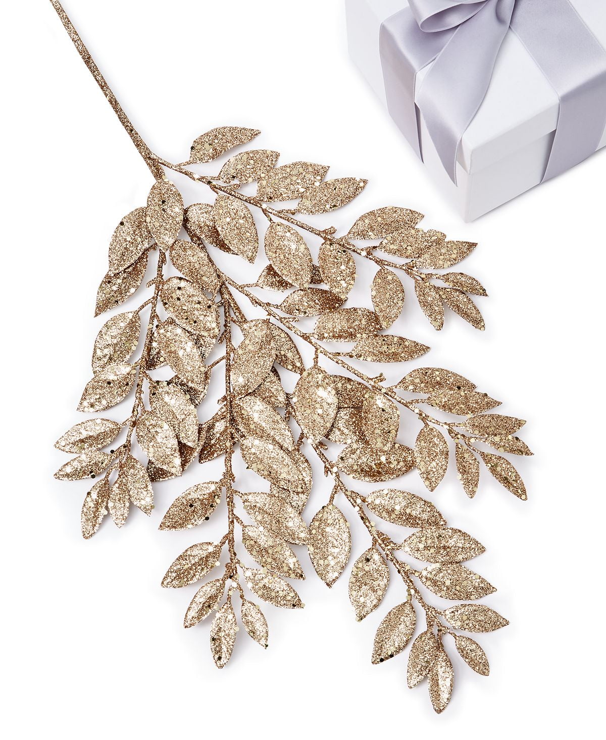 Holiday Lane Blessed Gold Sparkly Leaf Pick Ornament - Walmart.com