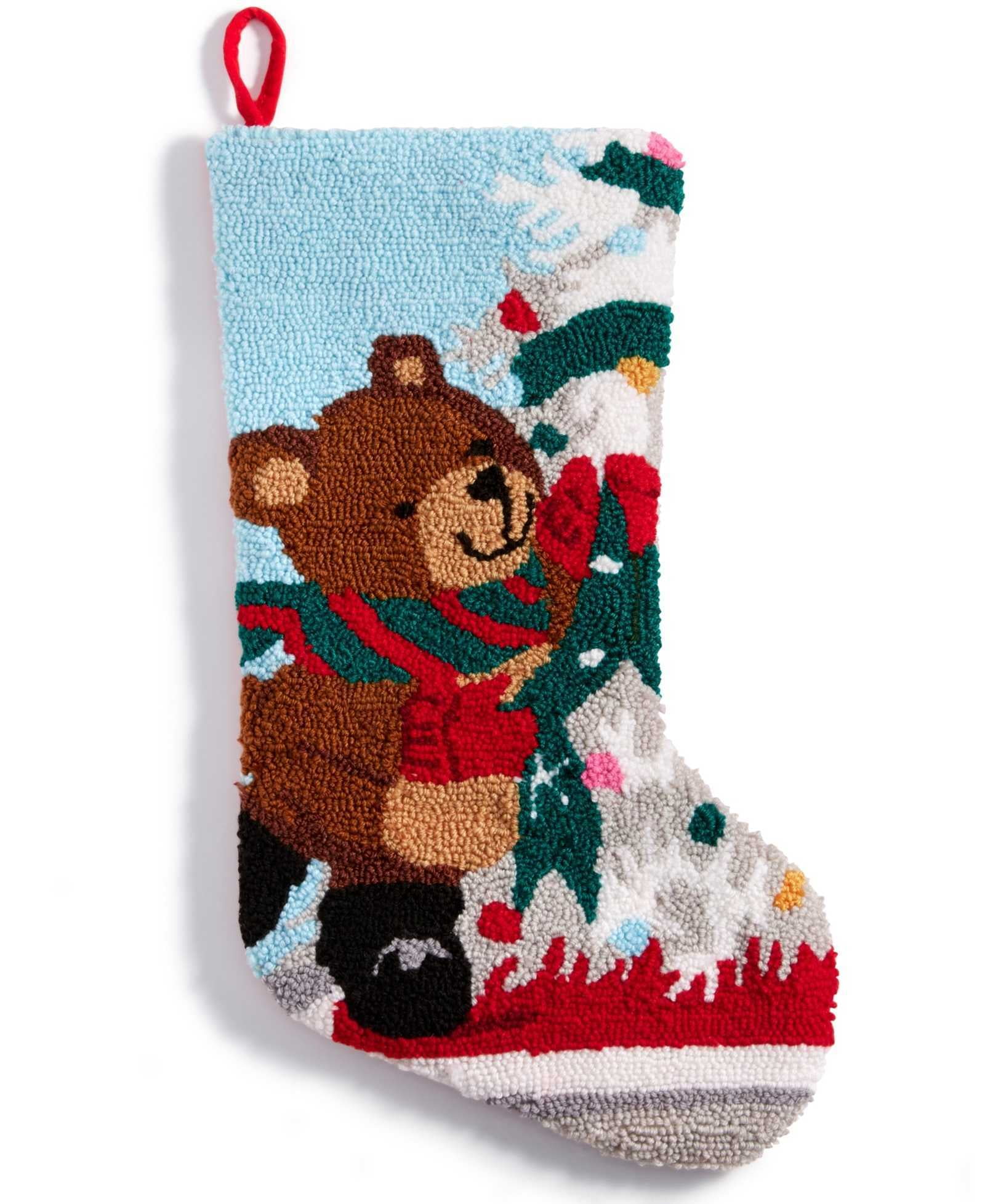 Holiday Lane Colorful Christmas Stockings Varieties, Hooked Bear ...