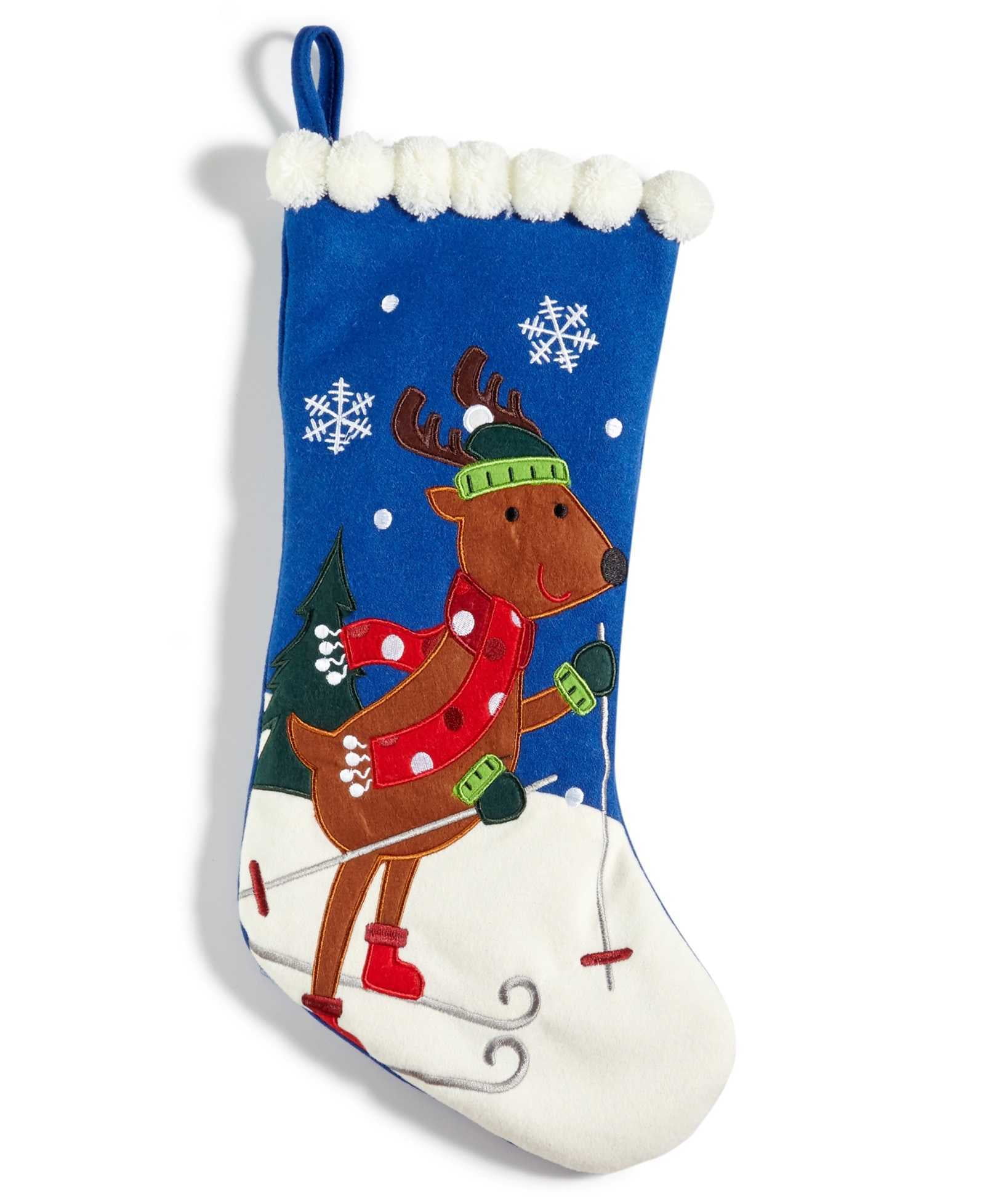 Holiday Lane Colorful Christmas Stockings Varieties, Skiing Reindeer ...