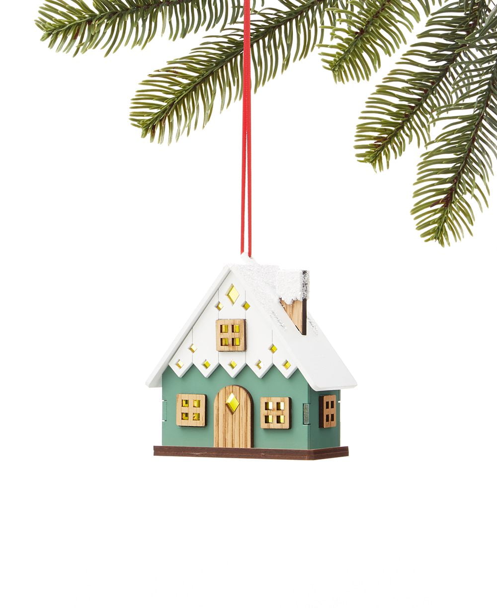 Holiday Lane Cozy Christmas Green Led Laser Cut House Ornament - Walmart.com