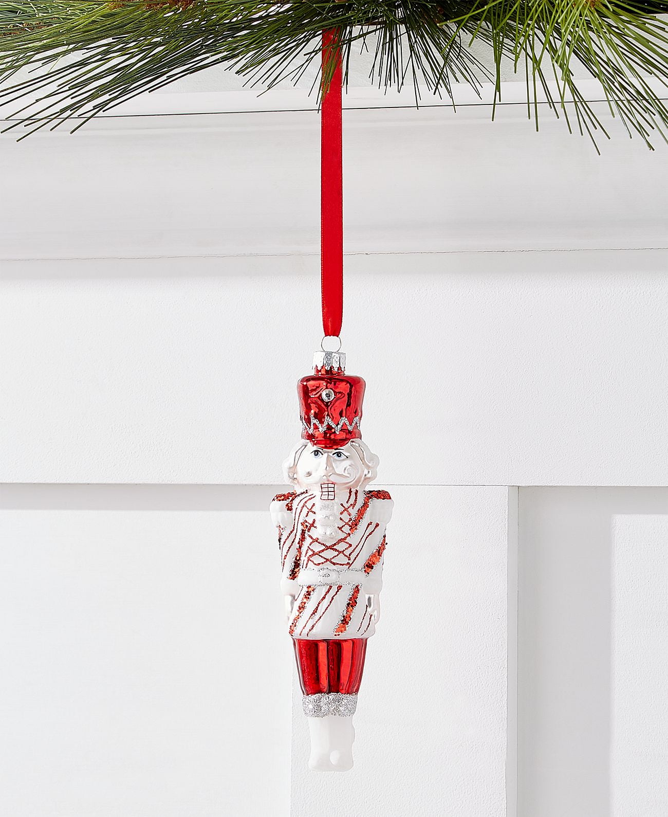 Holiday Lane Peppermint Twist Glass Peppermint Nutcracker, Red ...