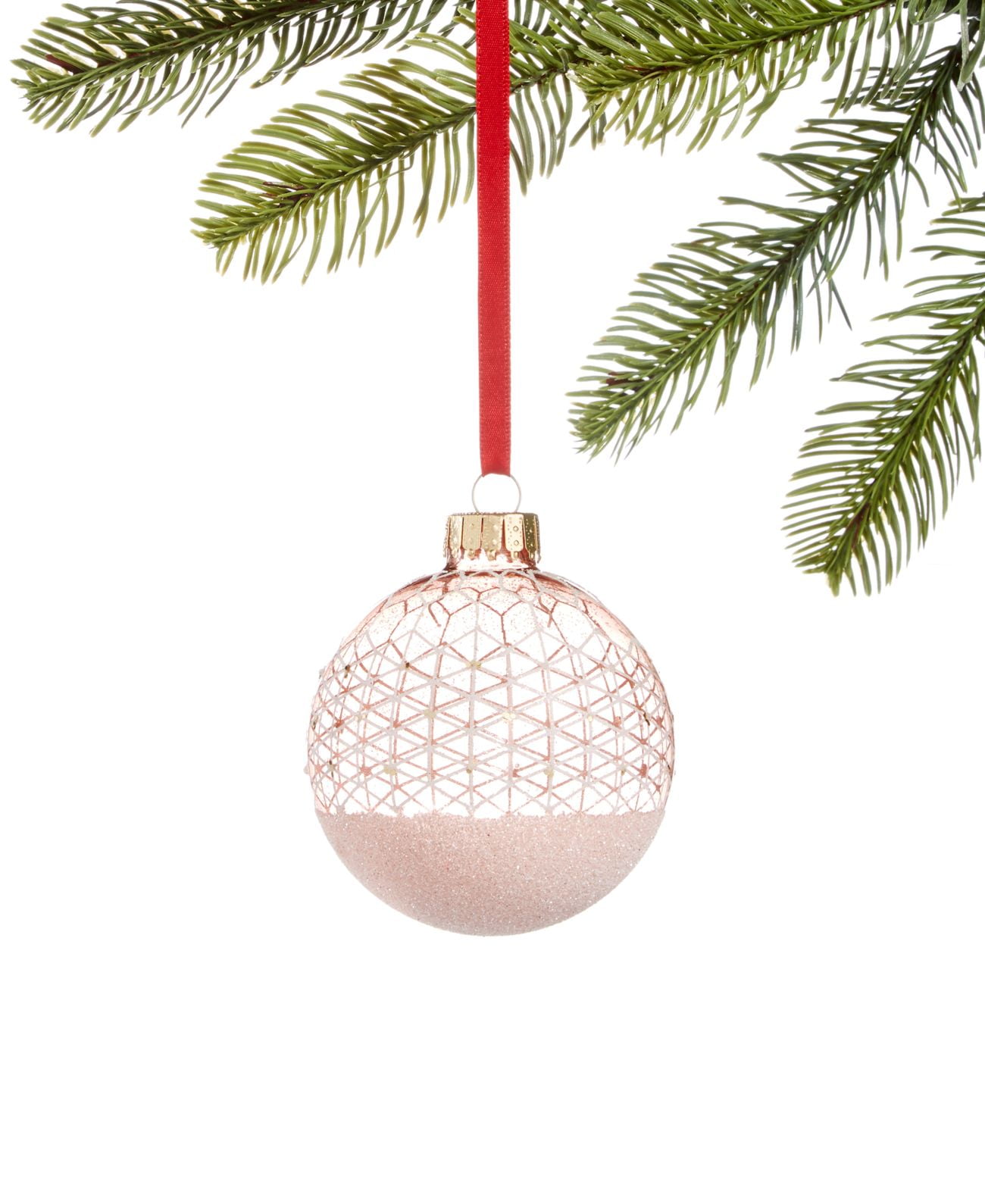 Holiday Lane Shimmer & Light, Pink & White Glitter Decal Ornament ...