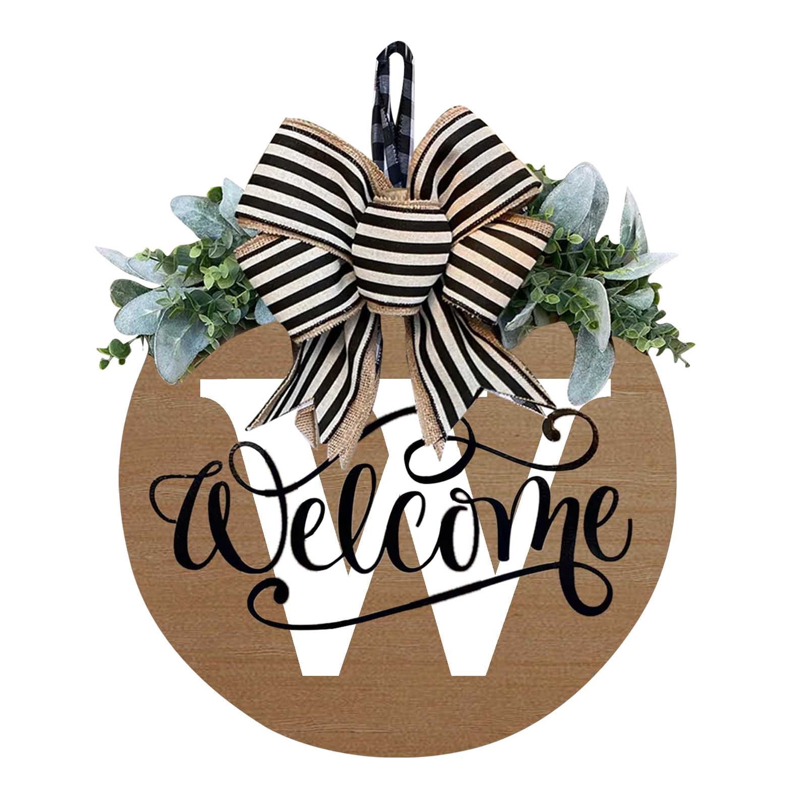 Your Holiday Last Name Door Plaque Round Wooden Sign Garden Decor Wall ...