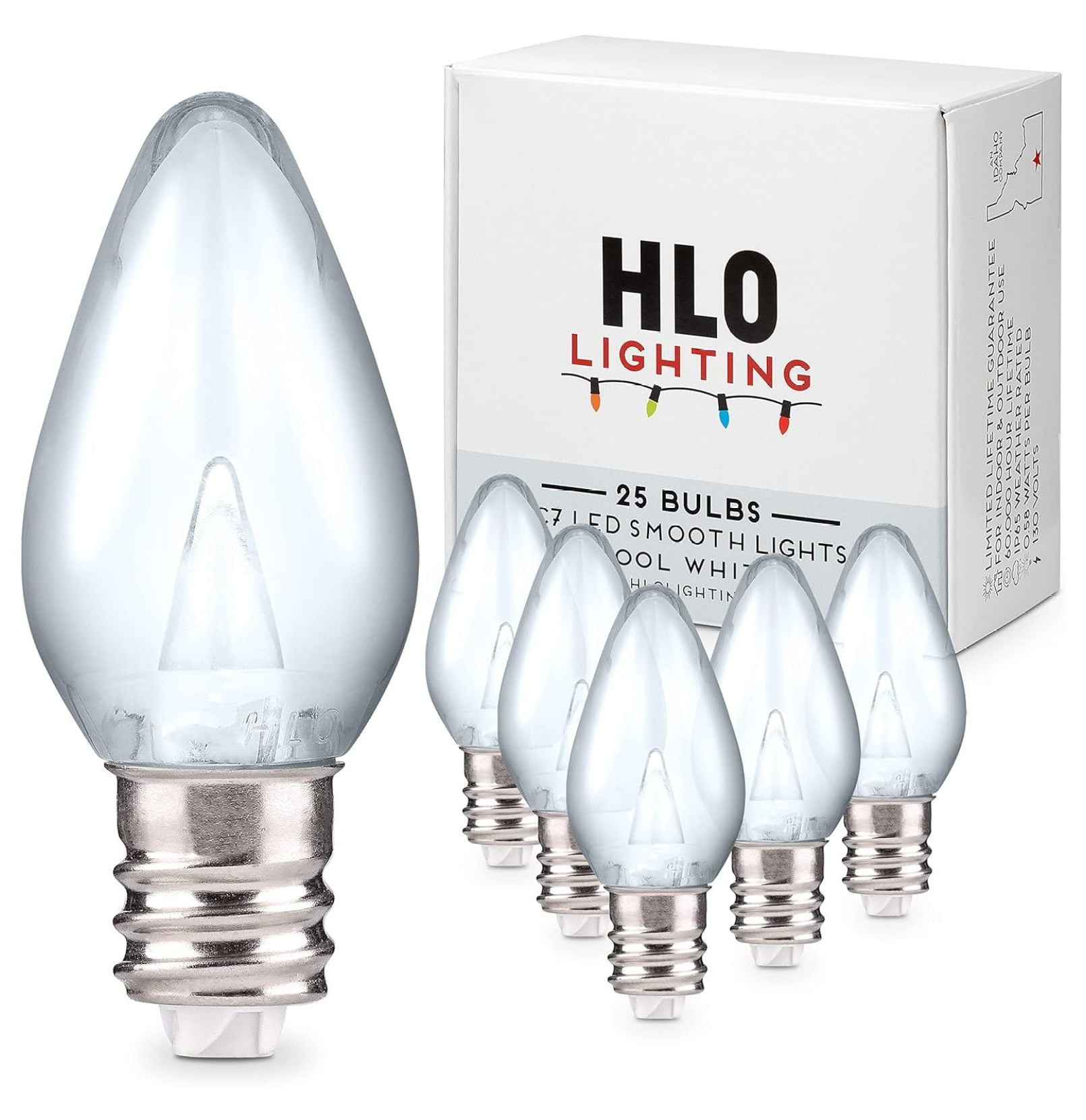 Holiday Lighting Outlet LED Smooth C7 Cool White Replacement Christmas ...