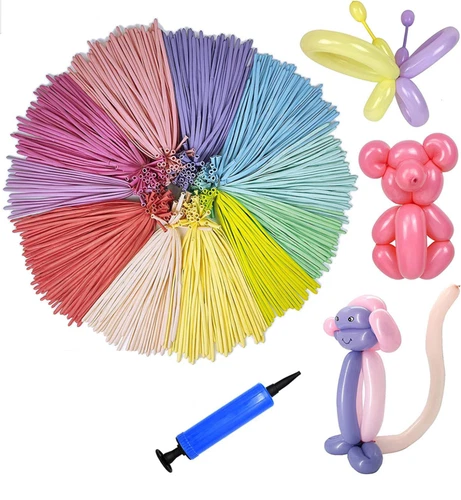 Holiday Long Twist Balloons With Hand Pump – Diy Balloon Animal Kit ...
