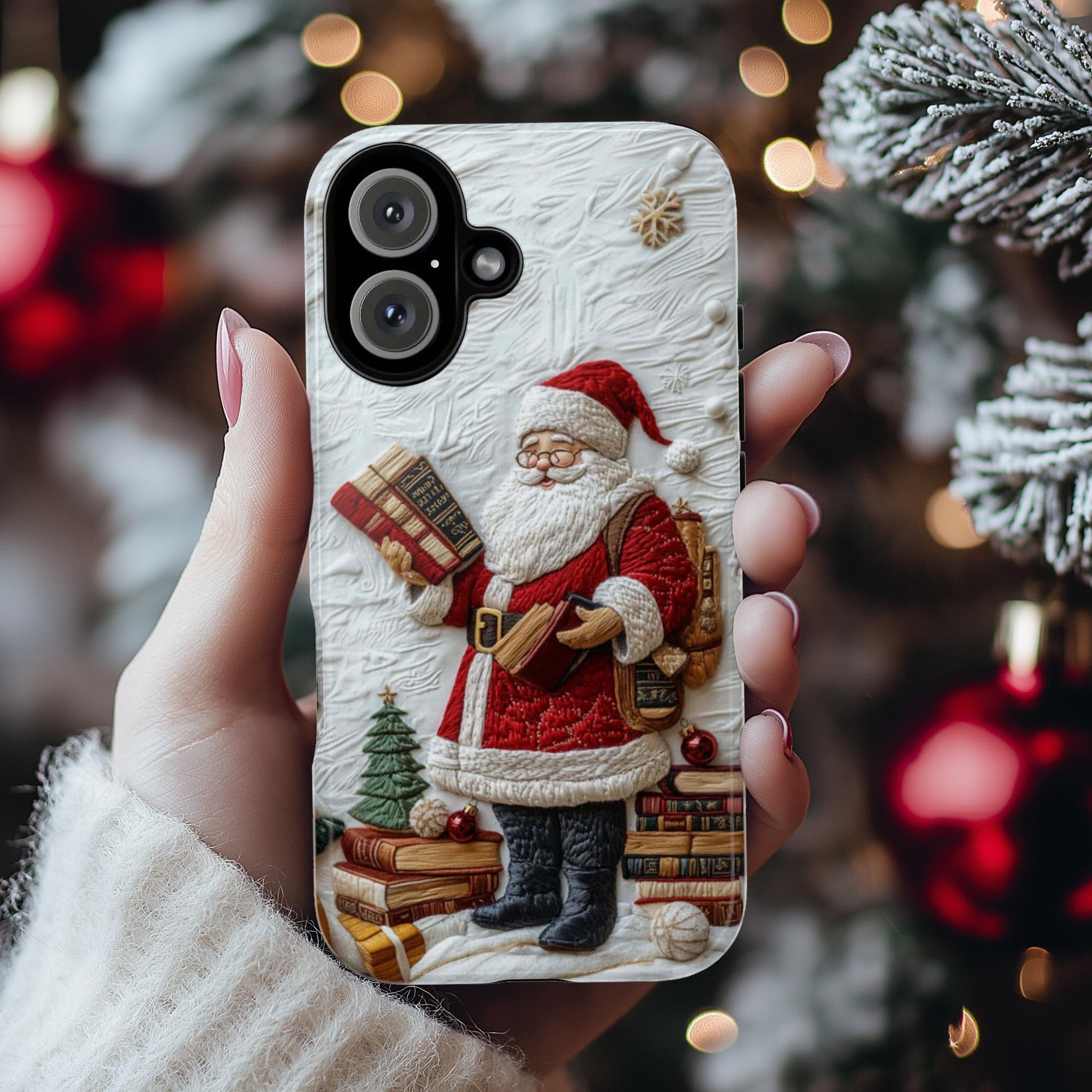 Holiday Man & Books Phone Case Cozy Winter Art iPhone 17 11 12 13 14 15 ...