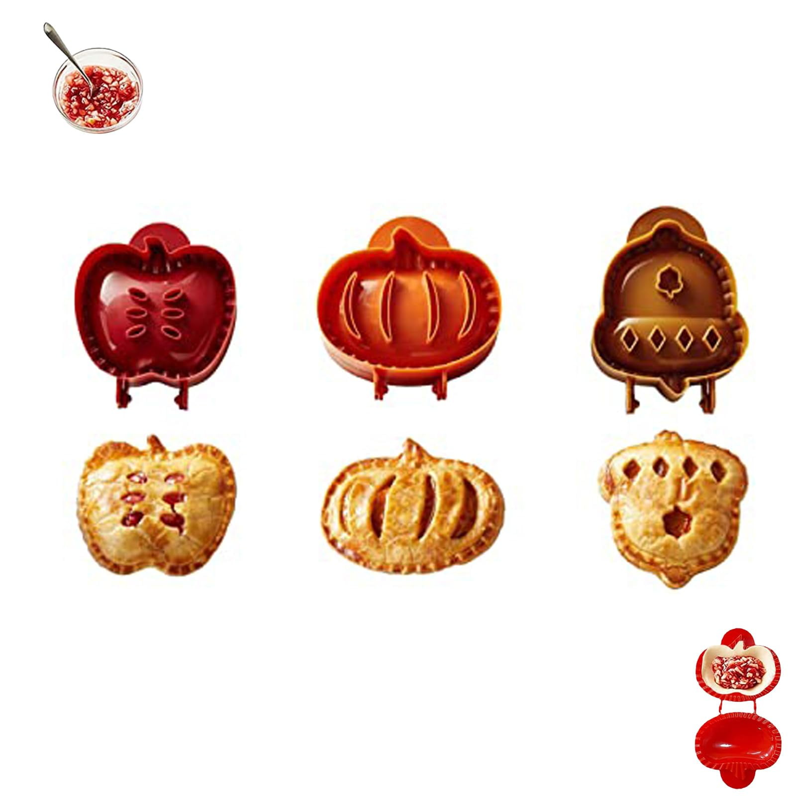 Holiday Mini Pie Mold – Hand Pie Press Maker with Pumpkin Cookie ...