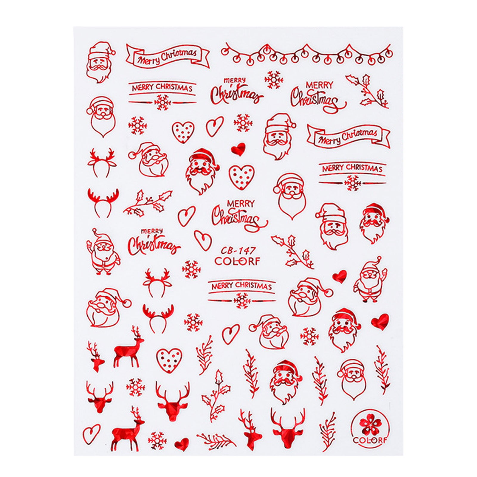 Holiday Nail Decals Variety Pack Christmas Stickers Snowman Santa ...