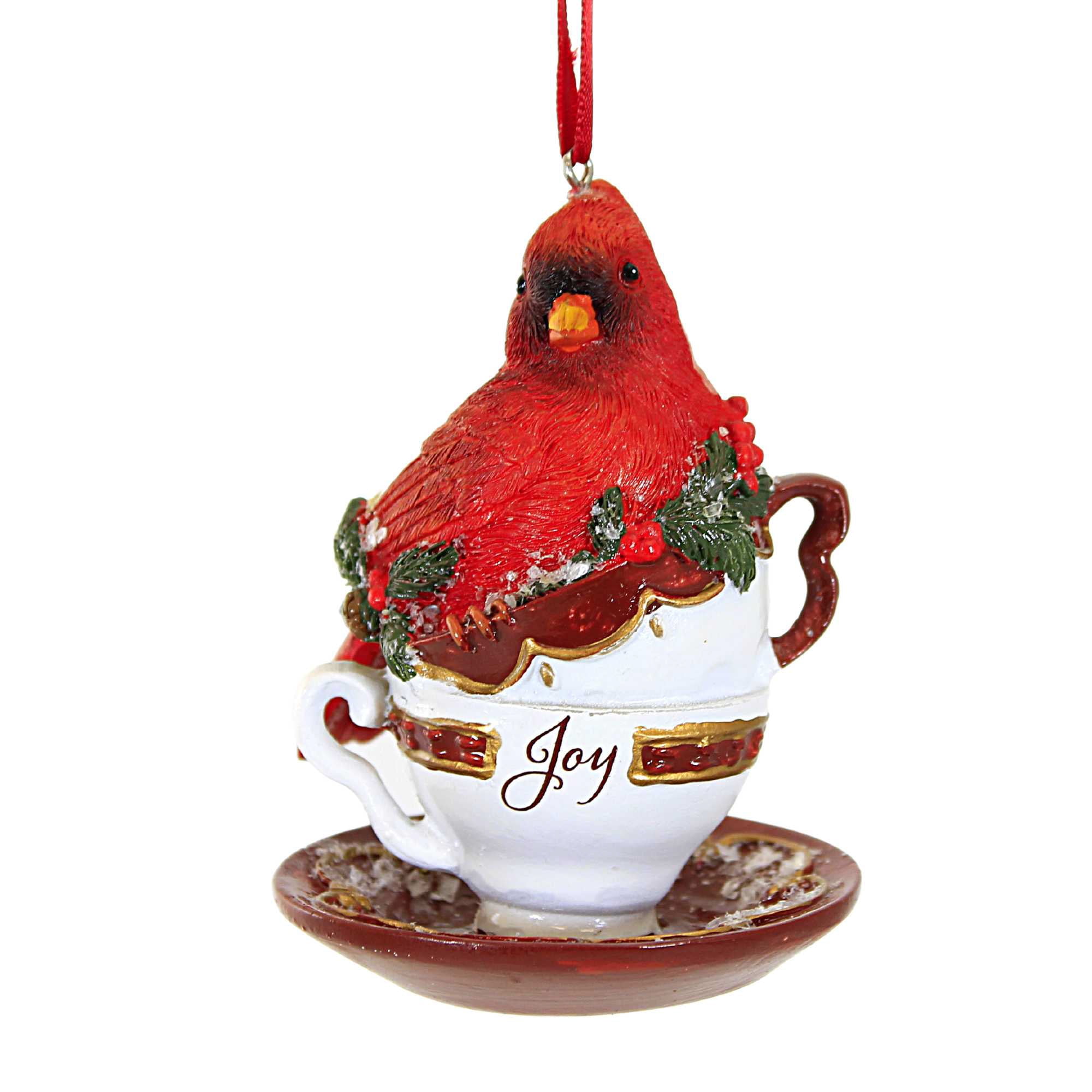 Holiday Ornament Cardinal Cup Ornamrent Holly Teacups Saucer 135077 Joy ...