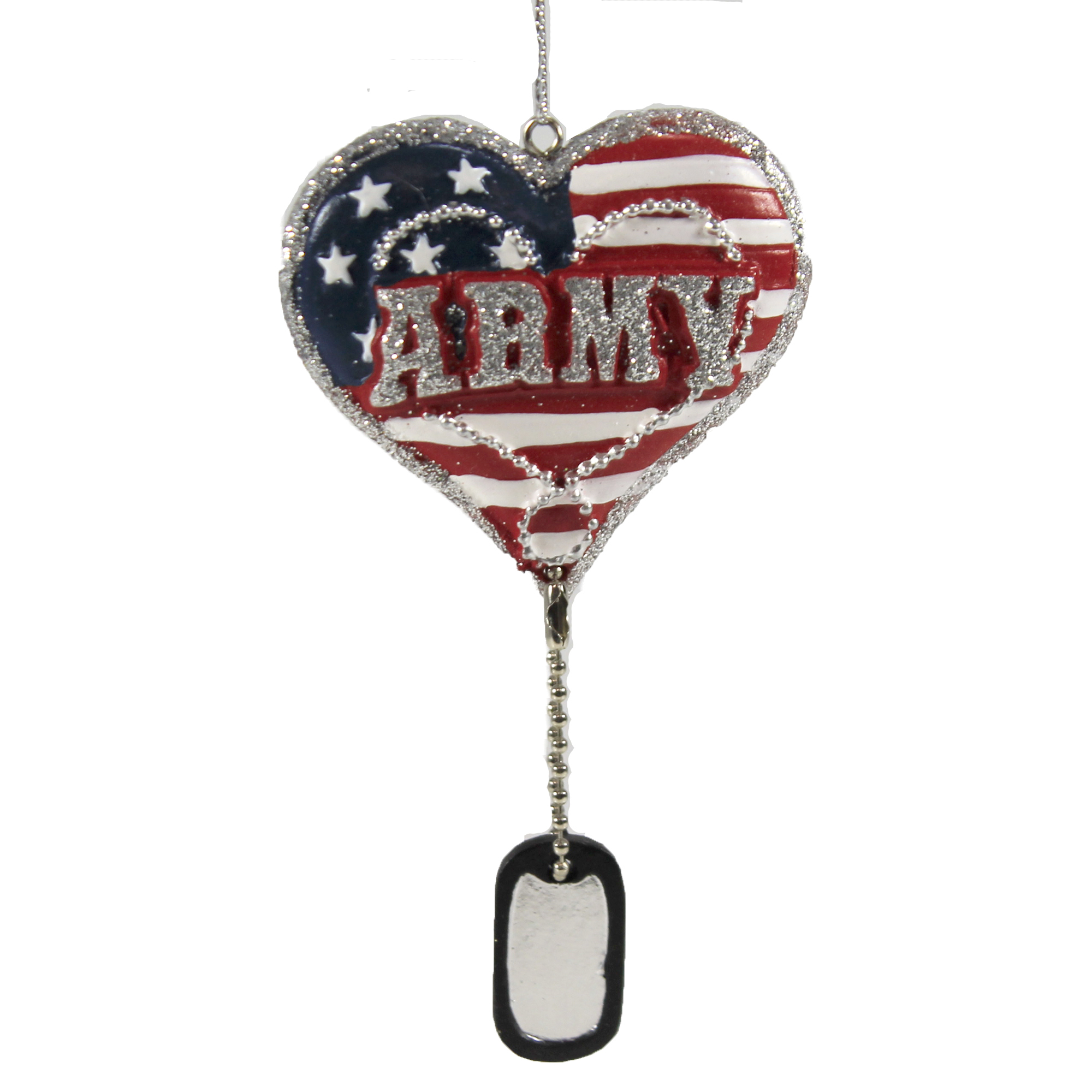 Holiday Ornament Military Heart Polyresin Service Dog Tag 102006 Army ...