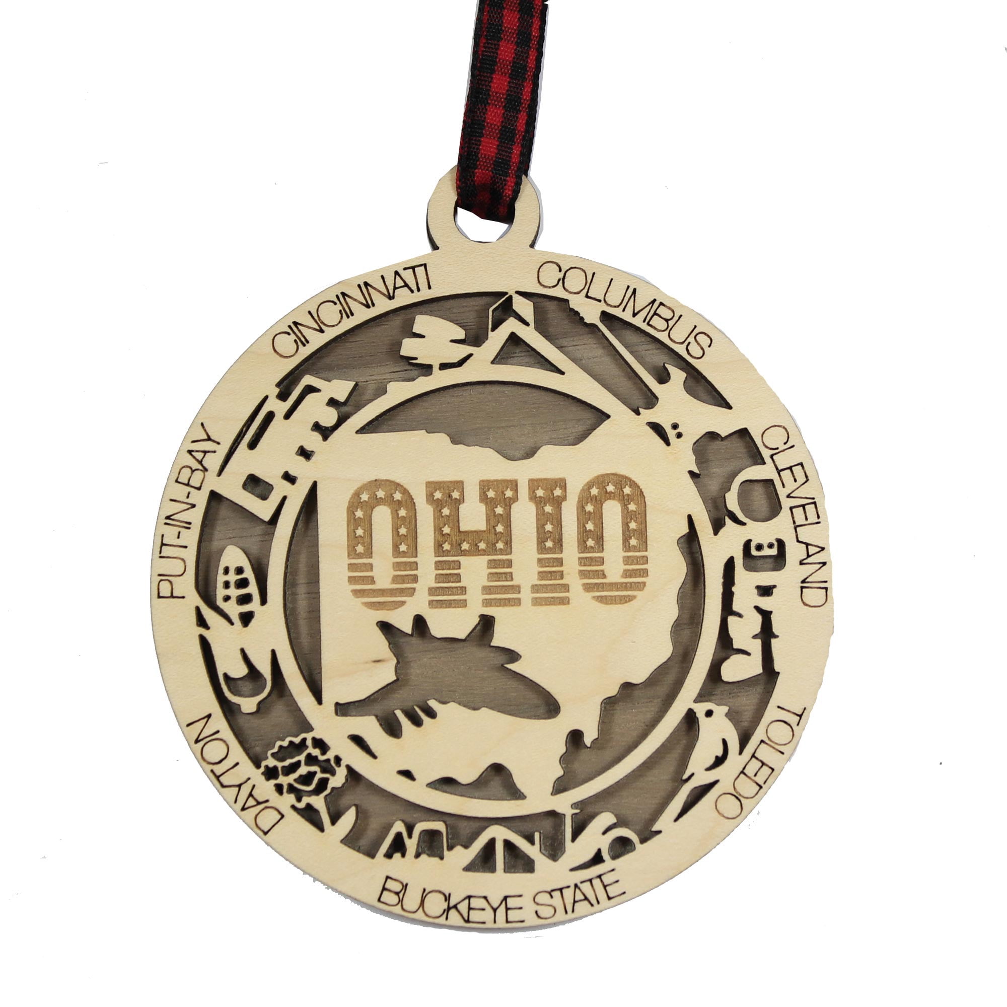 Holiday Ornament State Of Ohio Wood Souvenir Travel Christmas Cooh16 ...