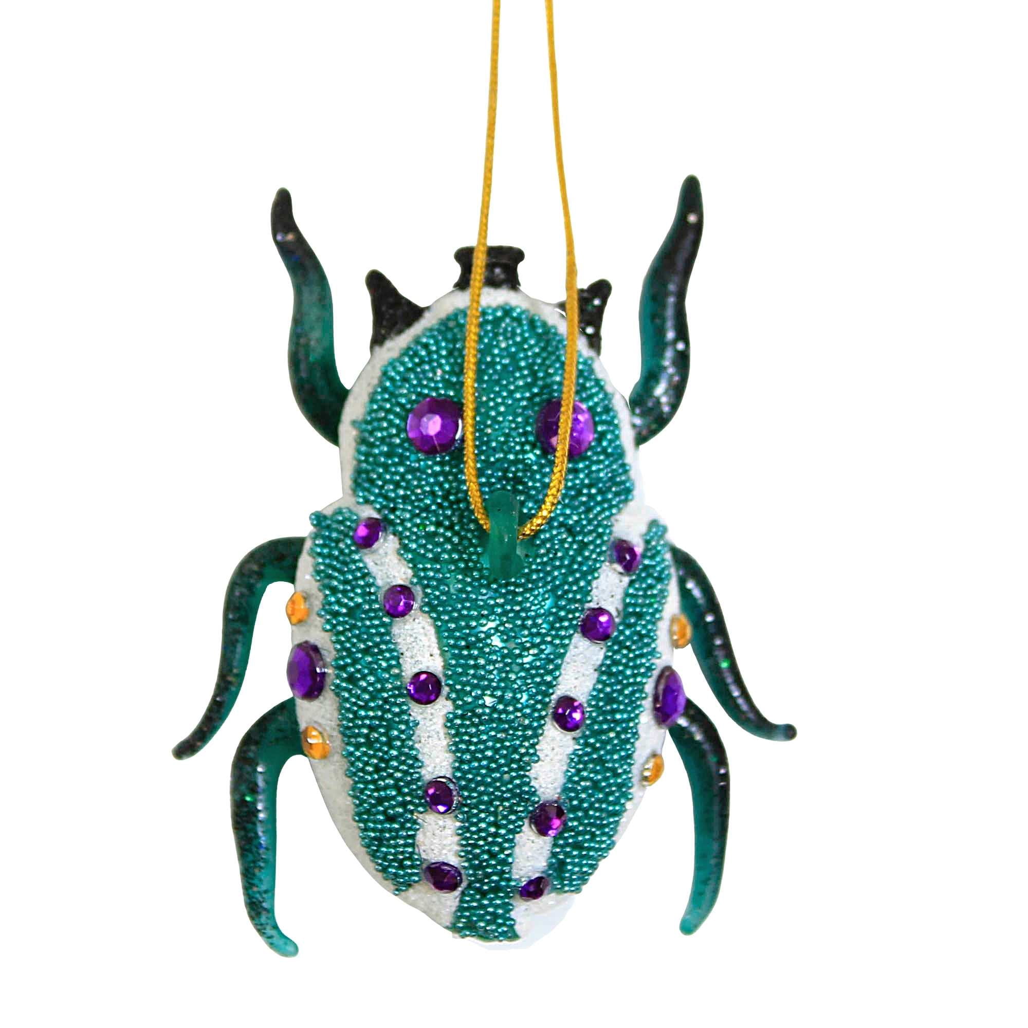 Holiday Ornament Tiny Beetle Glass Christmas Bug Colorful Jewels Go6919 ...