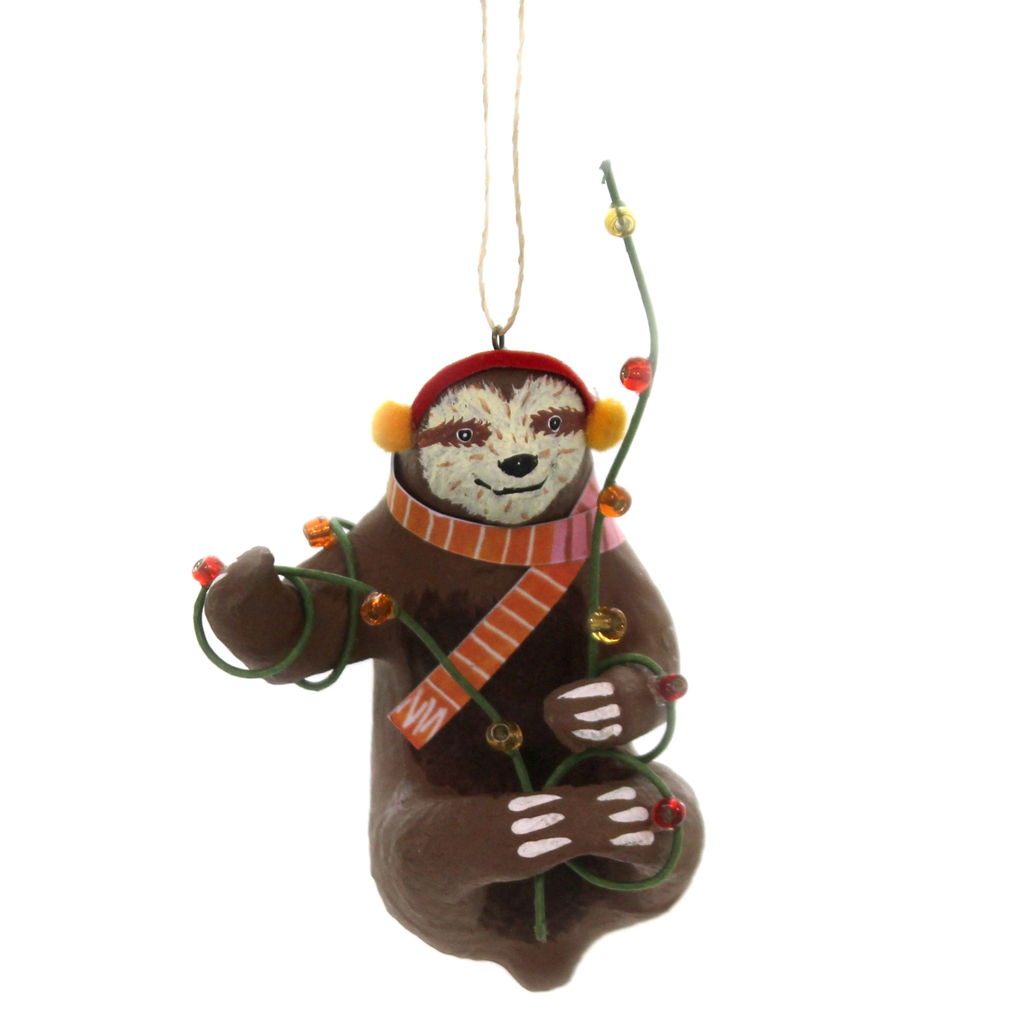 Holiday Ornaments Merry Sloth Paper Mache Christmas Lights Bear Po3134 ...