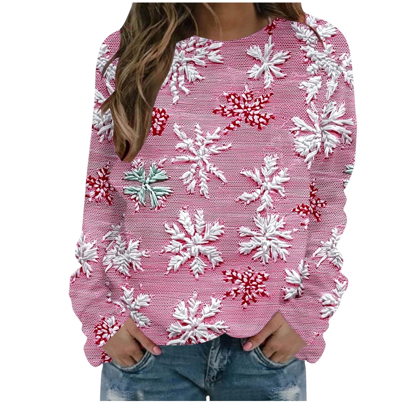 Holiday Outfits for Women Christmas Crewneck Sweatshirts Xmas Printed ...