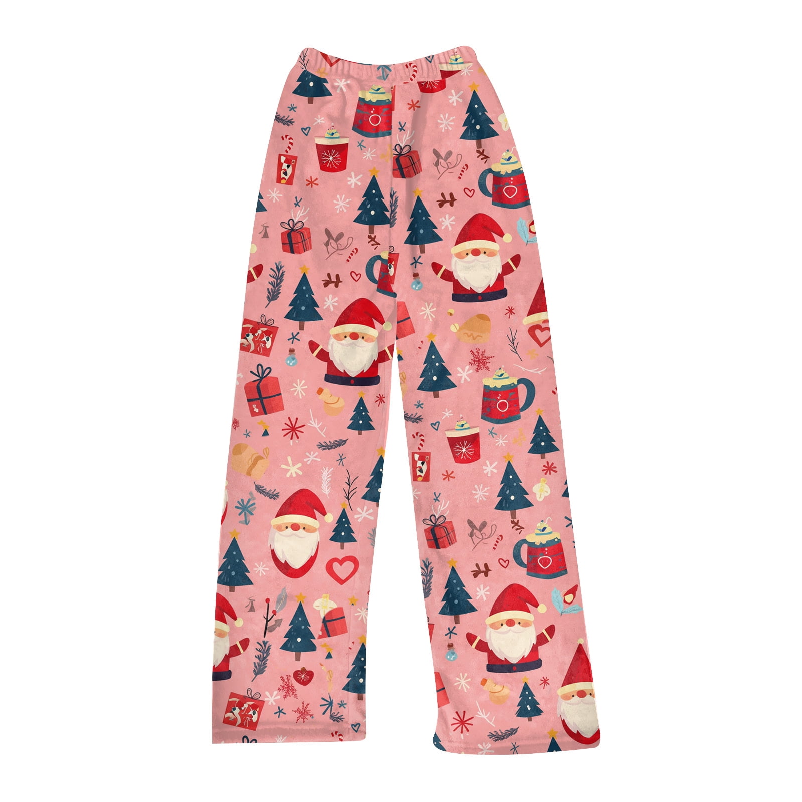 MLQIDK Holiday Pajama Pants Women 2025 Lounge Wide Leg Santa Xmas Tree ...