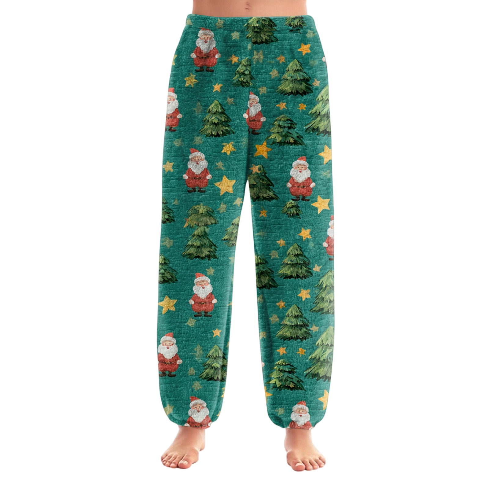 MLQIDK Holiday Pajama Pants Women Santa Xmas Tree Snowflake Comfy Pants ...