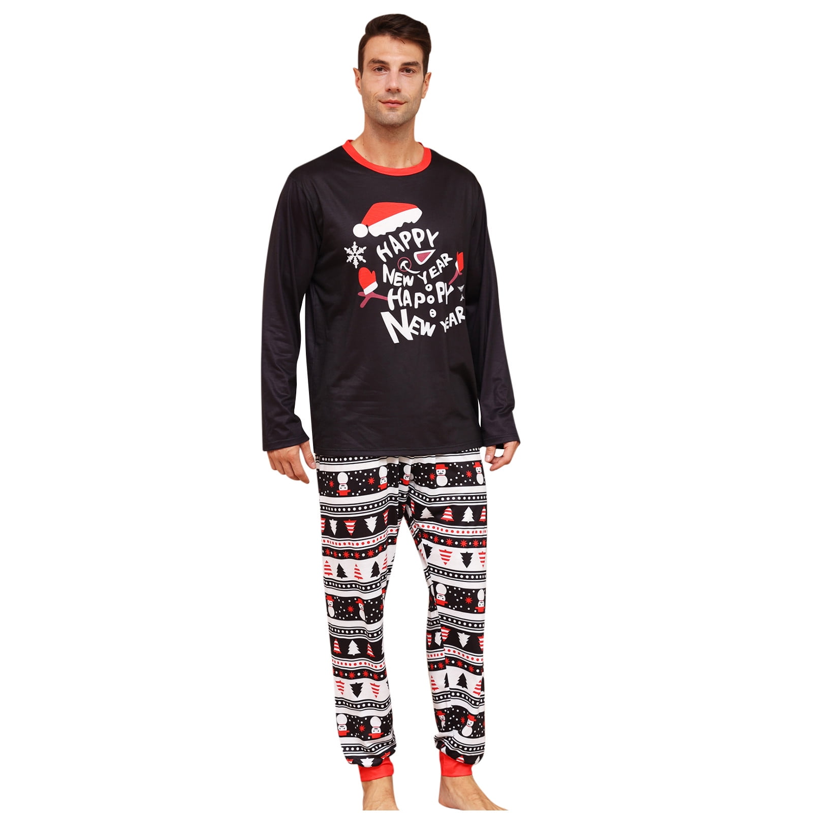 Holiday Pajamas Cute Deer Print Long Sleeve Totem PJS Set Sleepwear ...