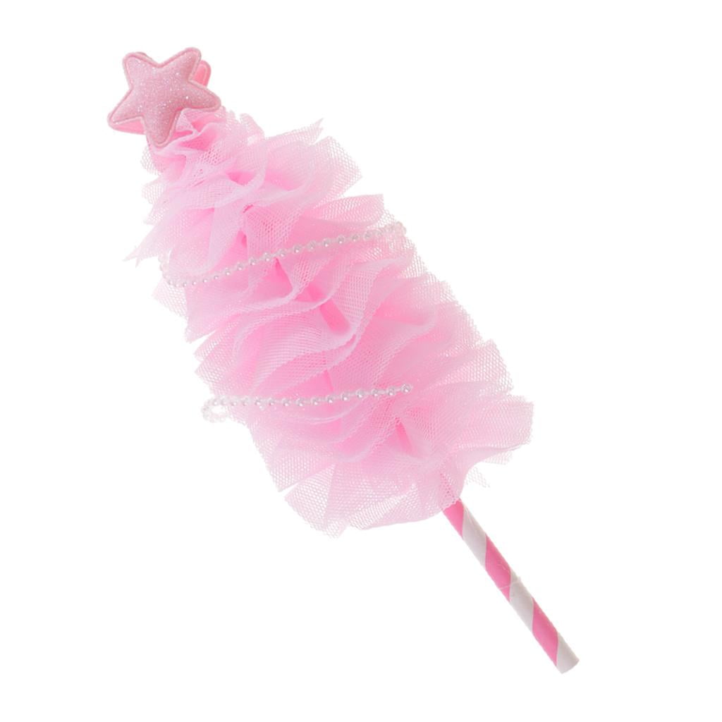 Holiday Party Christmas Tree Cake Topper Pink Tulle Glitter Centerpiece ...