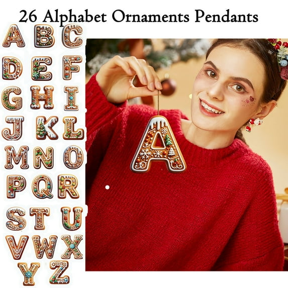 Holiday Party Decor Creative 26 Letters Christmas Tree Ornaments, DIY ...