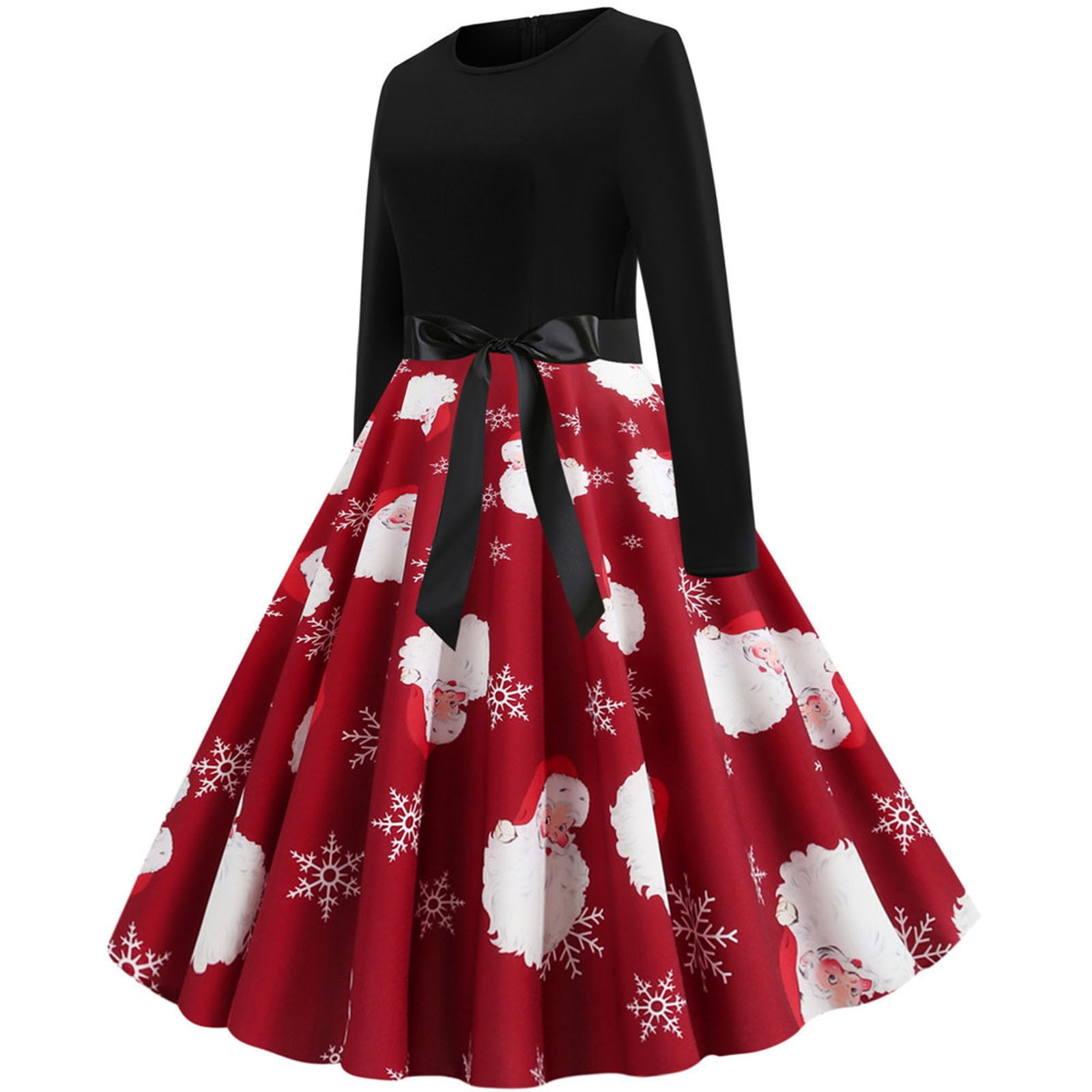 Holiday Party Dresses for Women Long Sleeve Crew Neck Dress Swing Dress ...