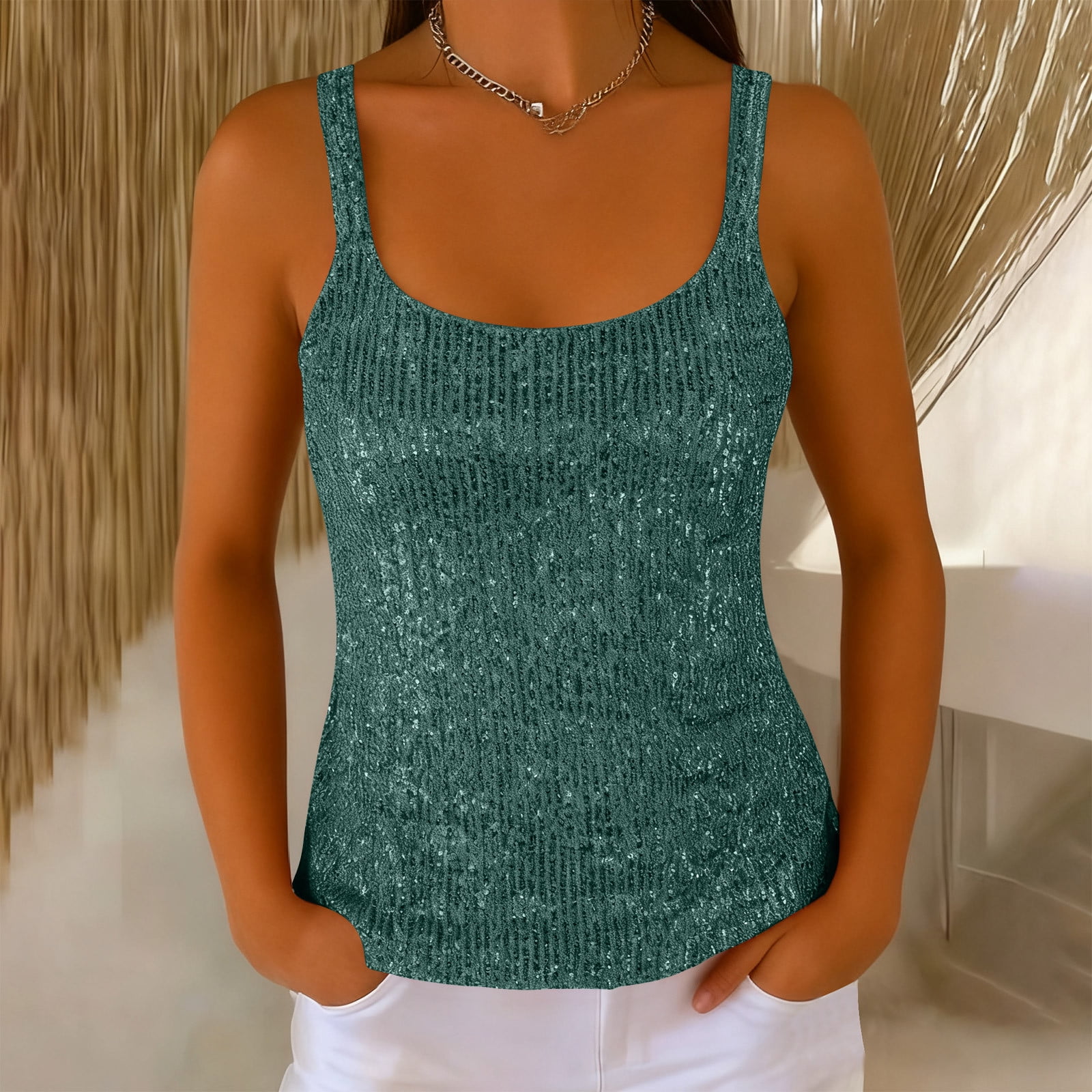 Holiday Party Tops for Women Sleeveless V Neck Strap Solid Color Shirts ...